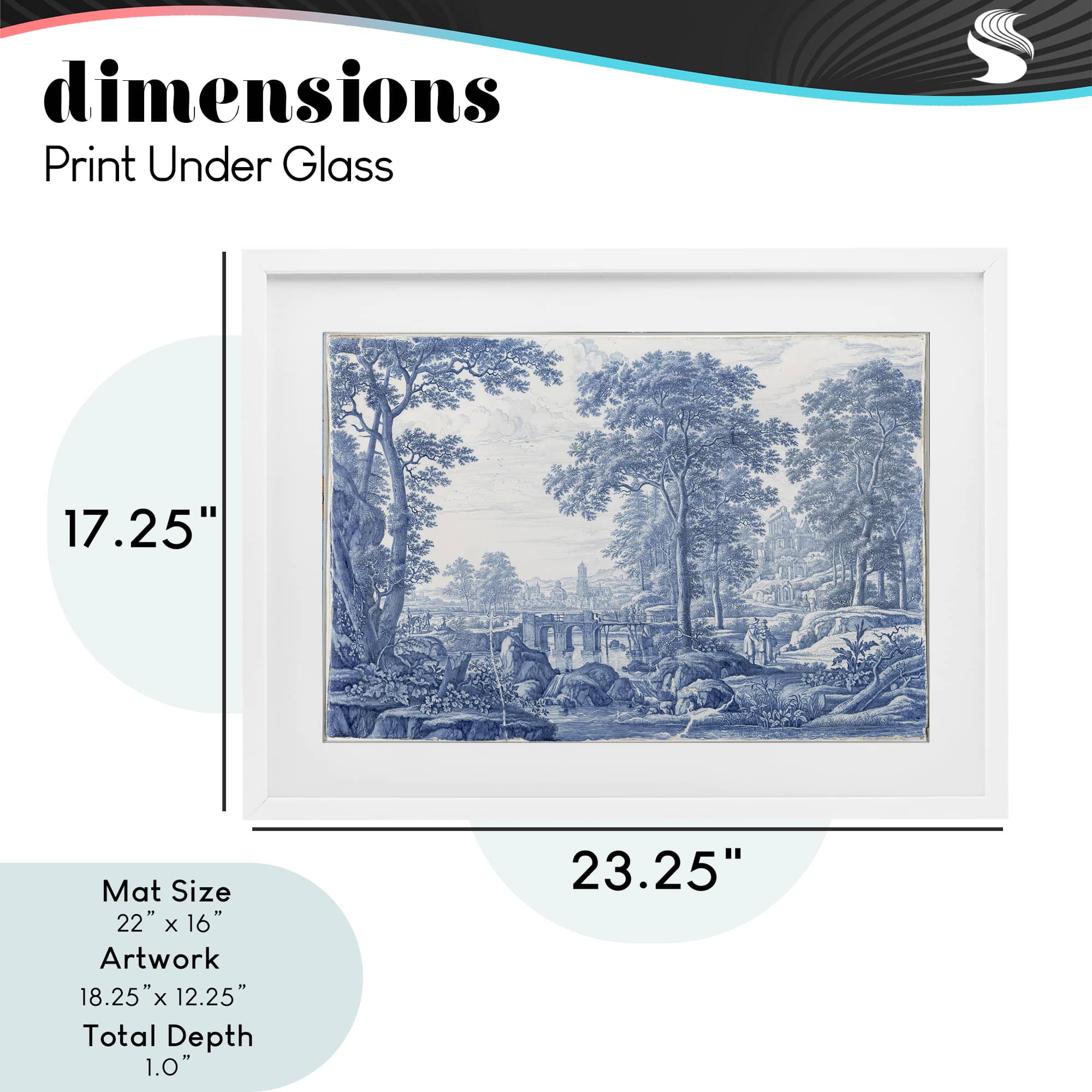 Stupell Industries Vintage Blue Tinted Toile White Framed Print Under ...
