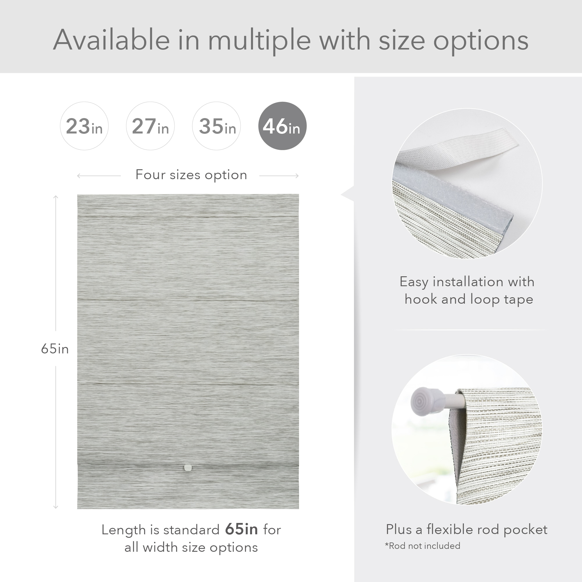 GoDear Design 46 x 65-in Ivory Room Darkening Blackout Cordless Top ...