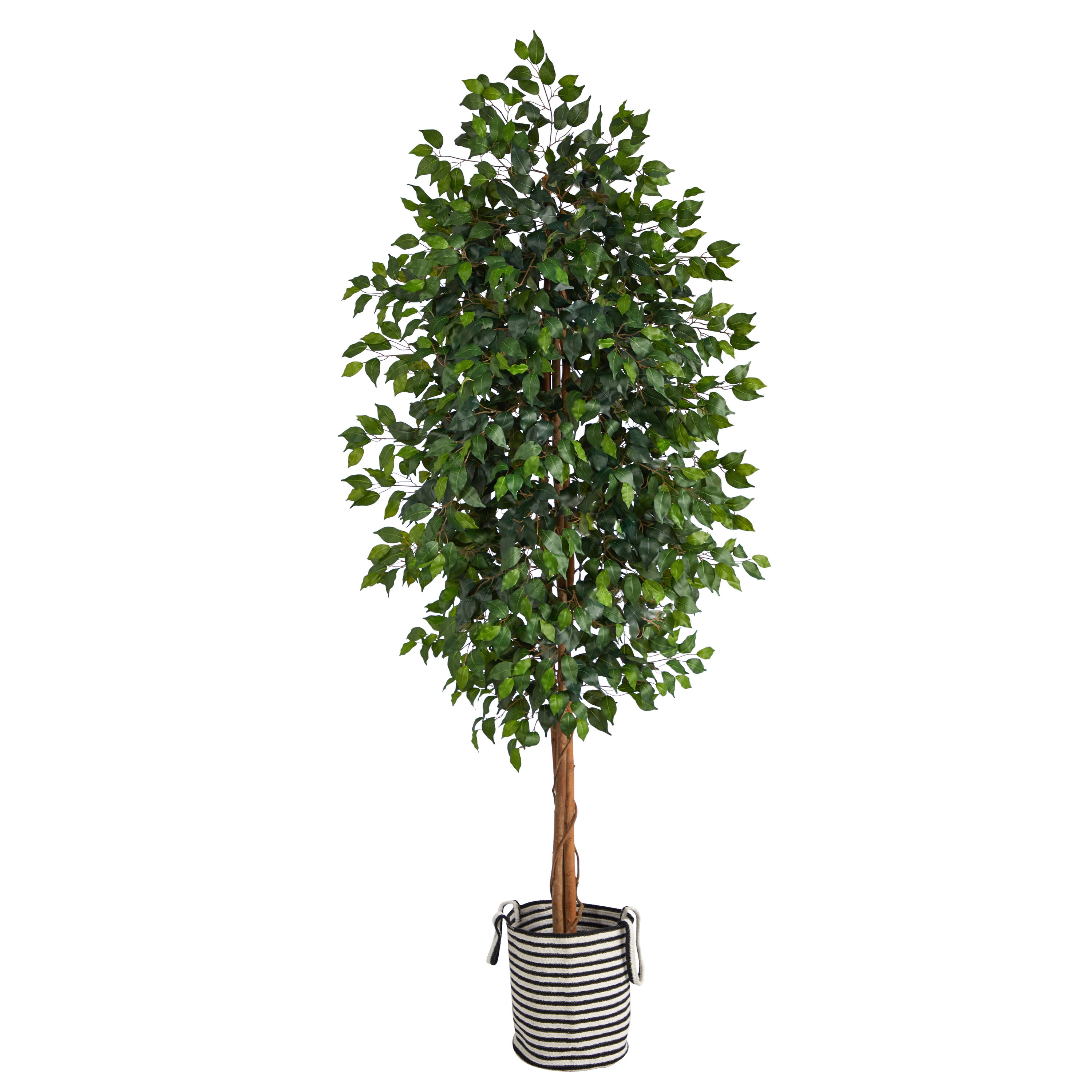 Nearly Natural 8-ft Ficus Artificial Tree in Handmade Black and White ...