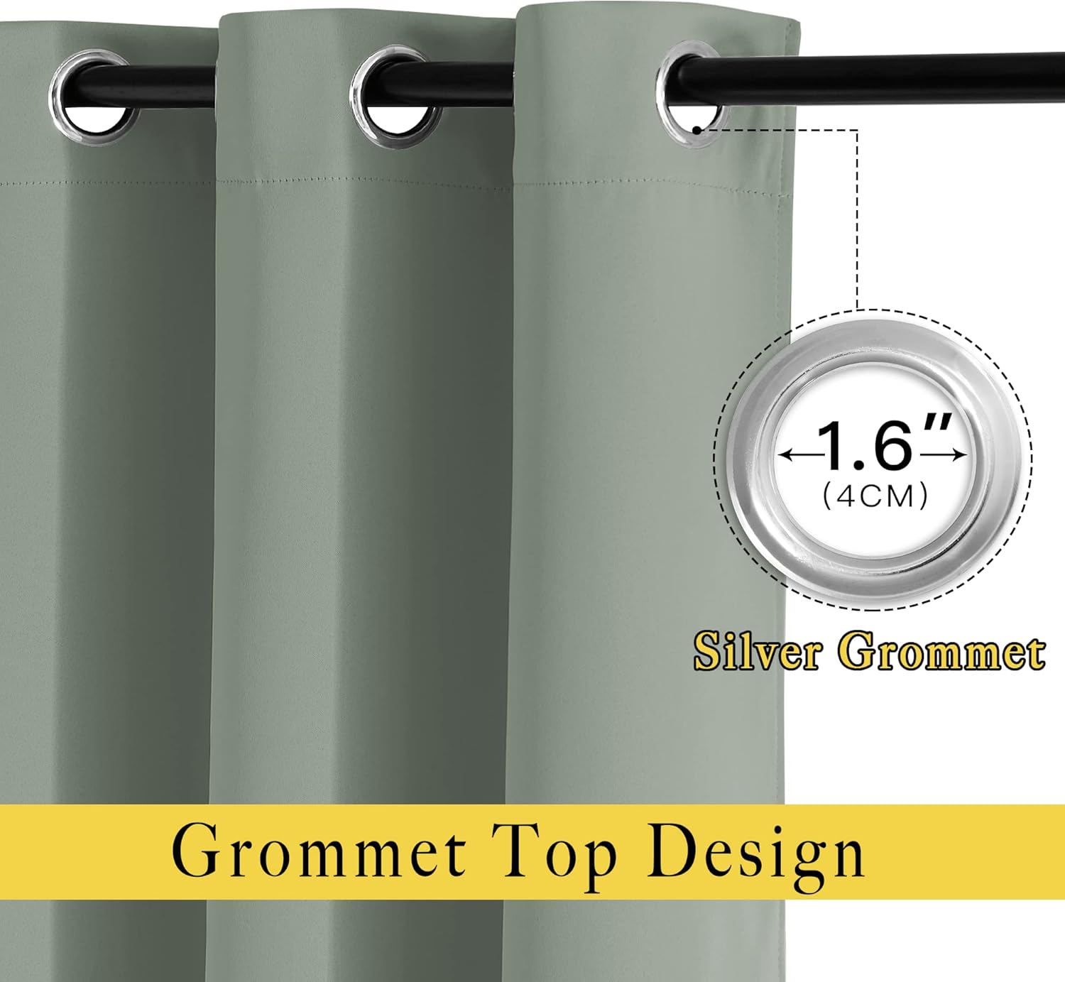 NICETOWN Greyish Sage Green Modern Blackout Curtains Noise Reducing ...