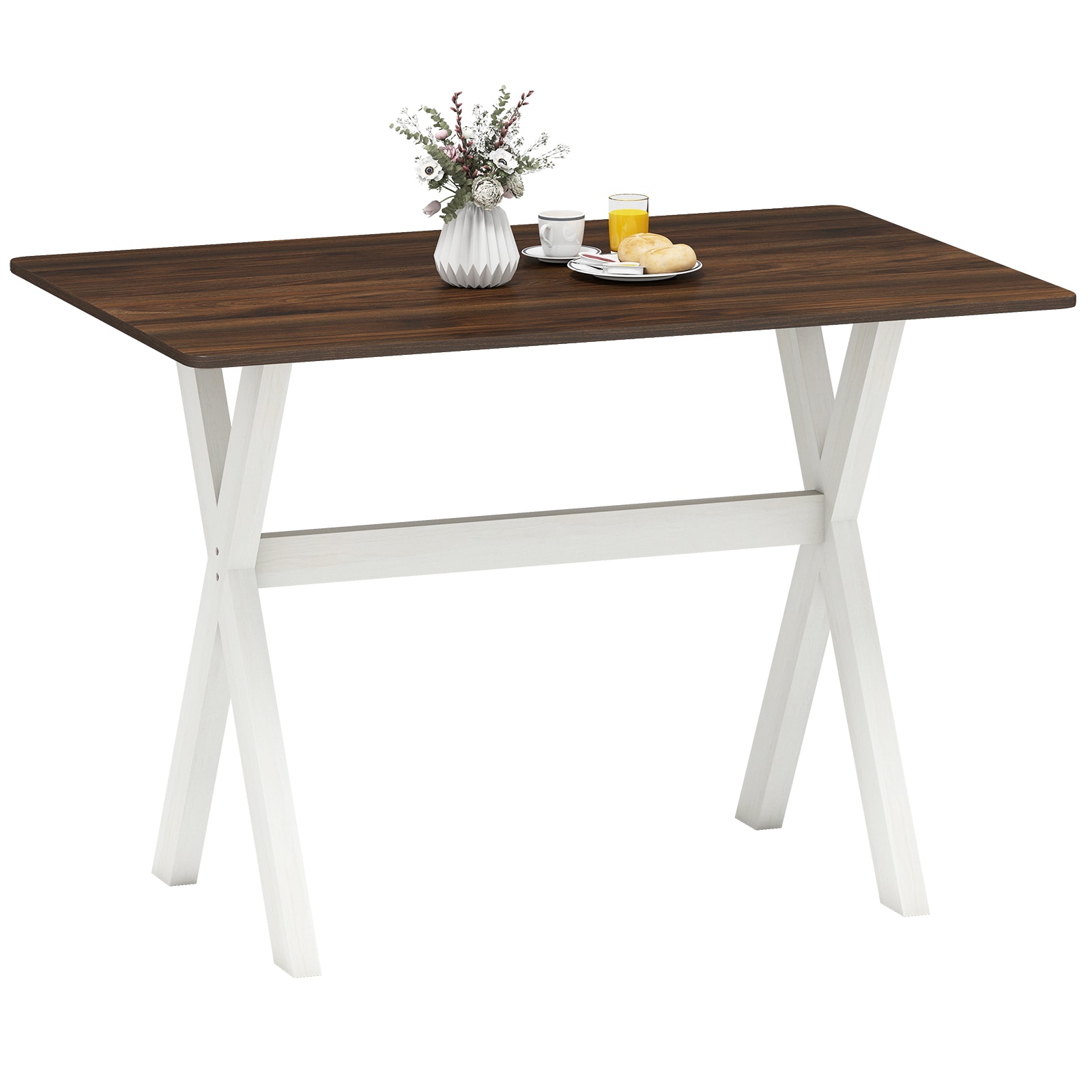 Volenca Rectangular Dining Table with Rubber Wood X-Shaped Frame 43-in ...