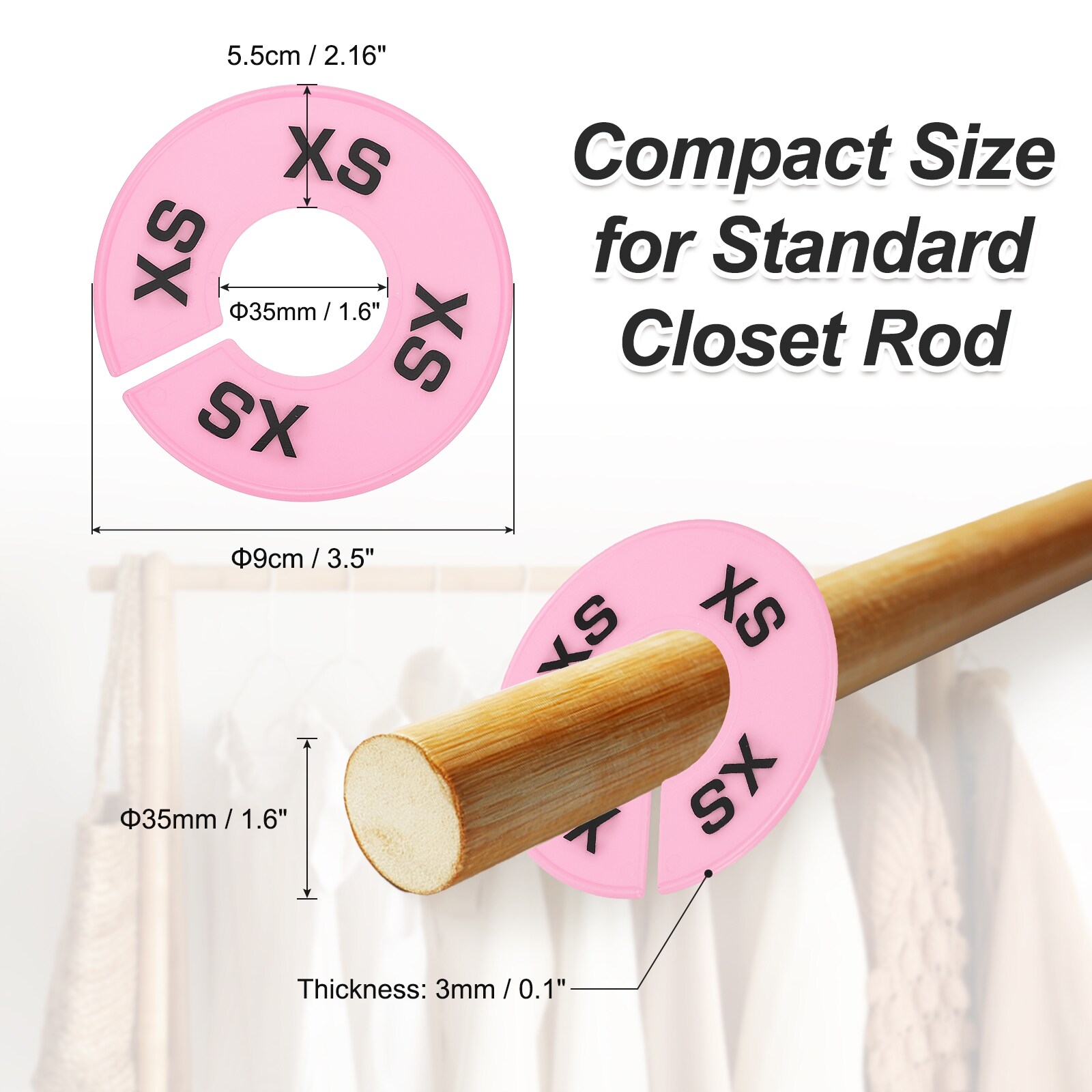 PATIKIL Clothes Dividers for Hanging Clothes 40pcs 8 Sizes Round Pre ...