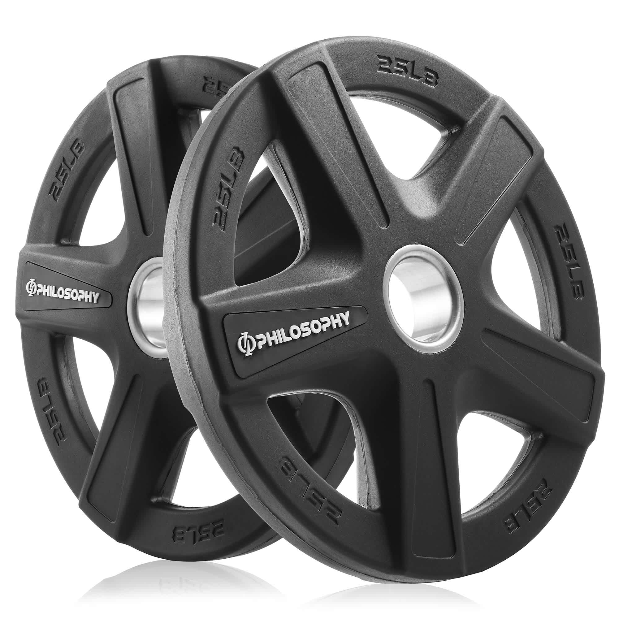 Philosophy Gym Set of 2 Rubber Coated 2-in Olympic Grip Weight Plates ...