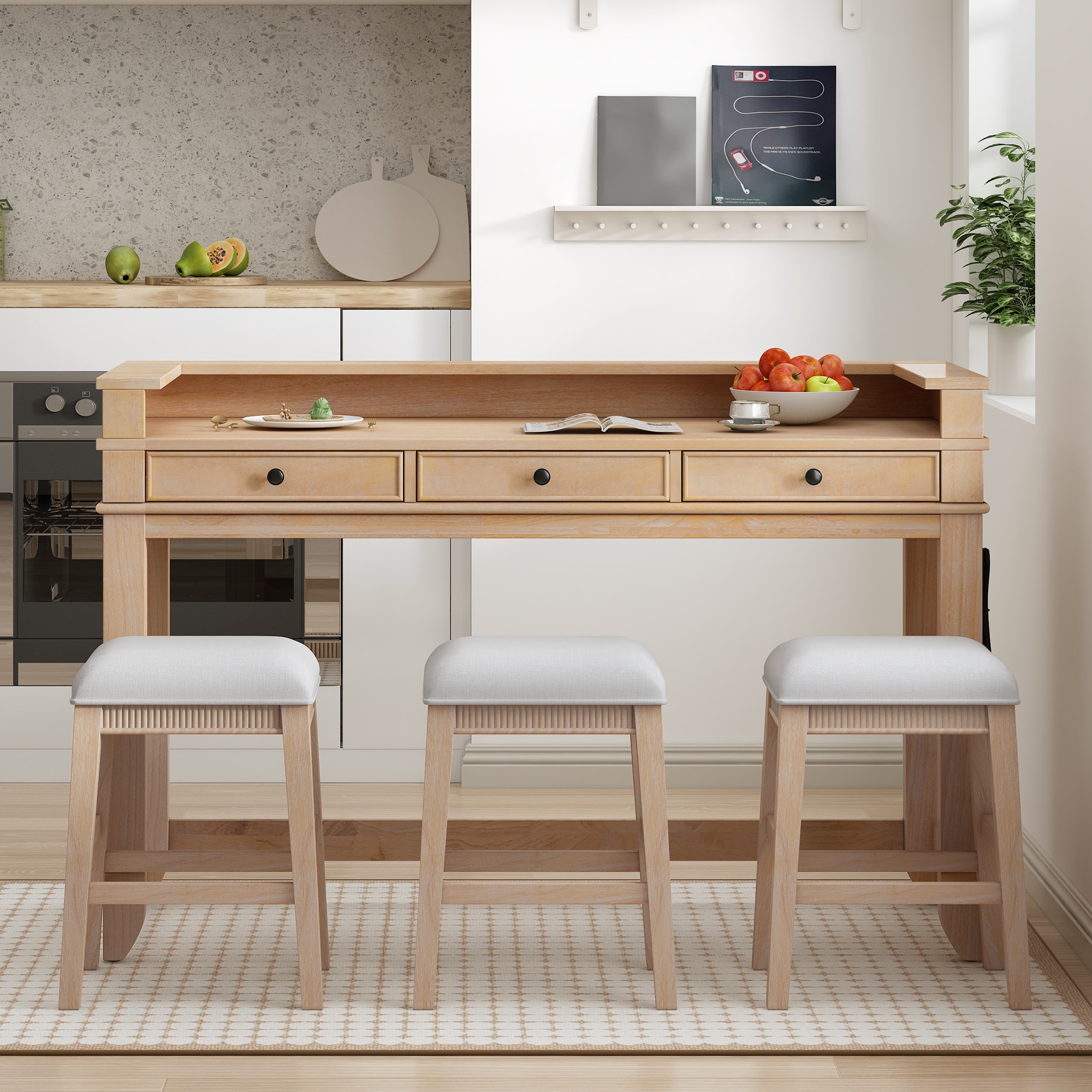 ModernLuxe Assembly Required 4-Piece Dining Table Set for 3 Retro ...