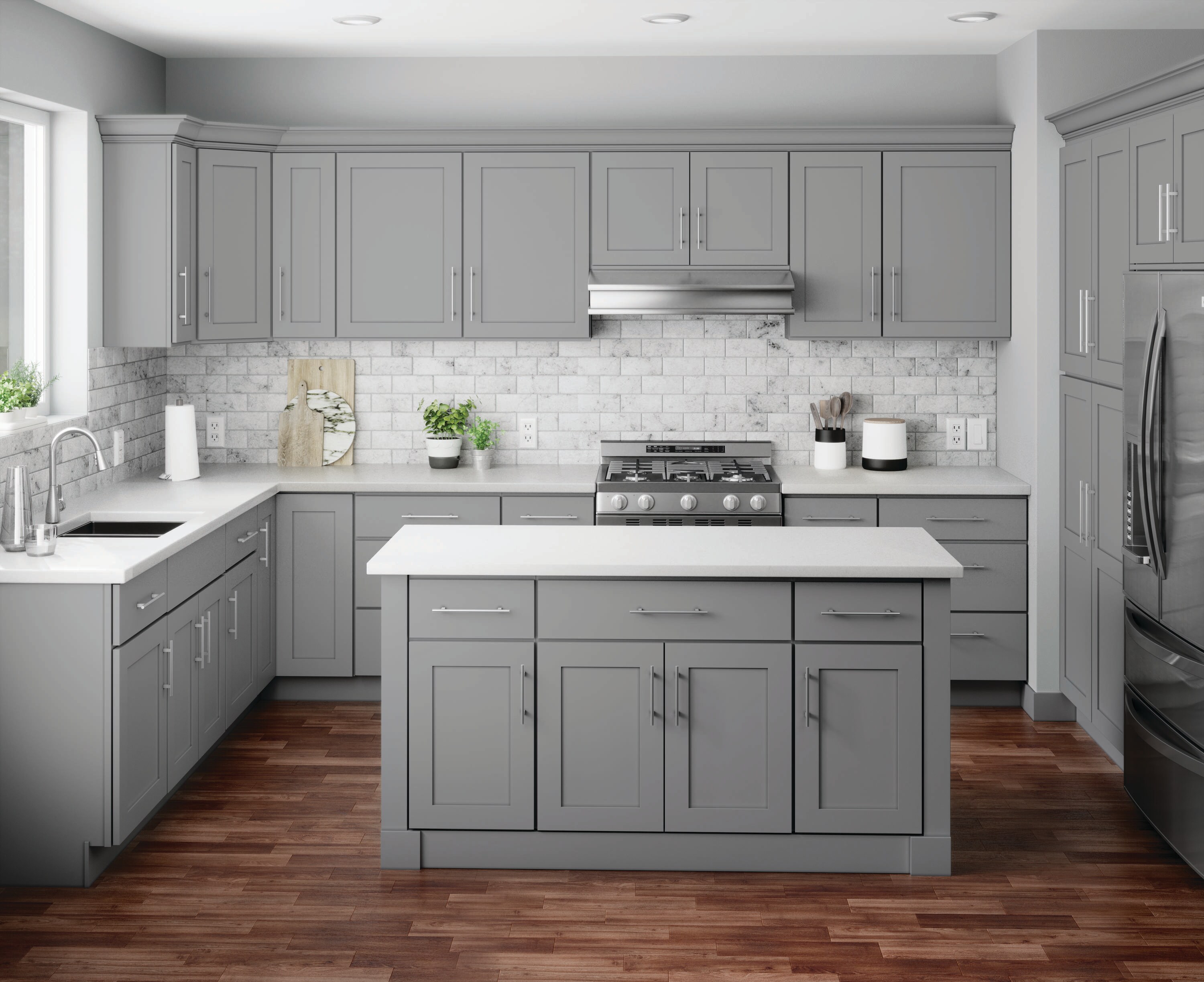 RELIABILT Overlake 14-in W x 14-in H Gray Painted Kitchen Cabinet Door ...