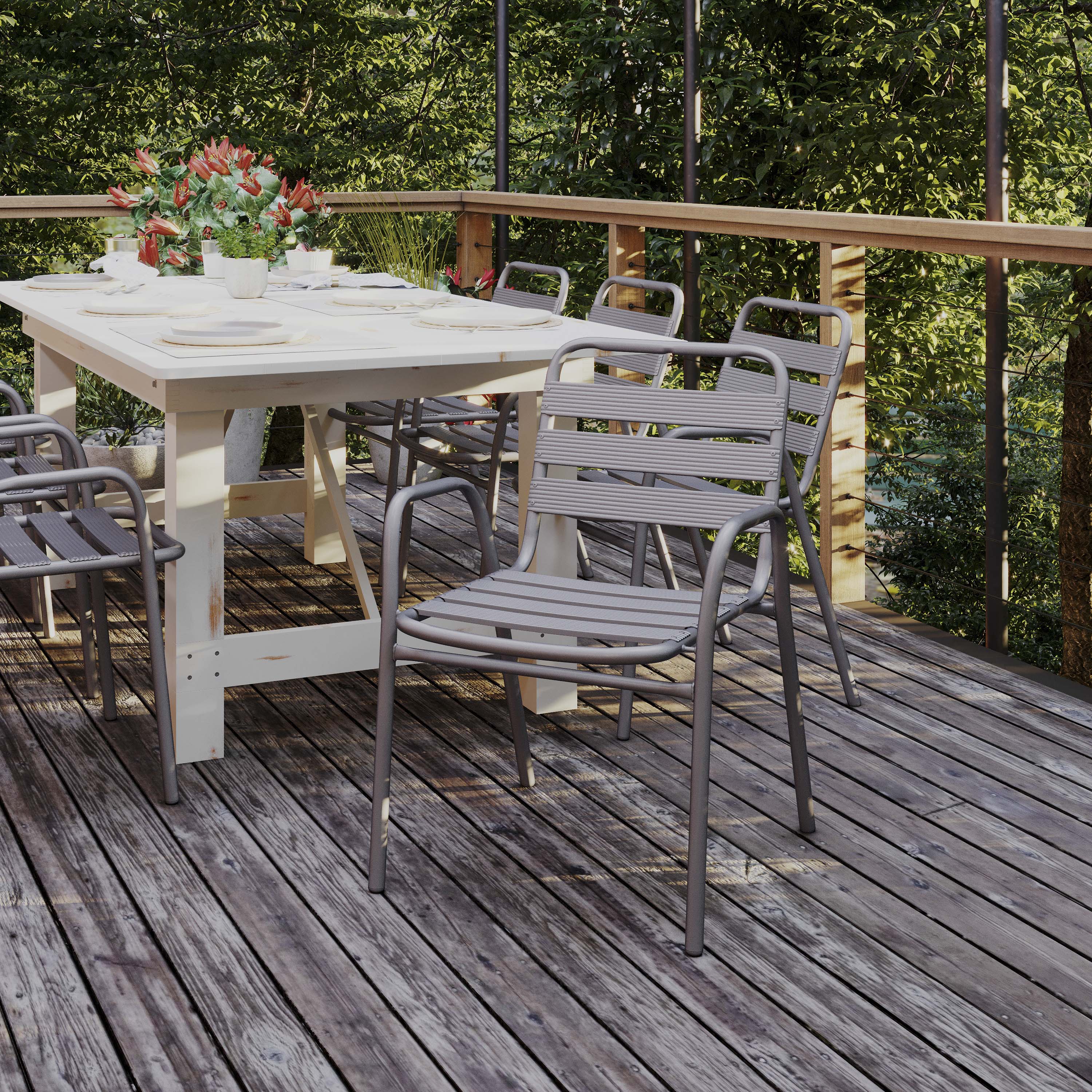 Flash Furniture Lila Commercial Silver Metal Indoor-Outdoor Restaurant ...