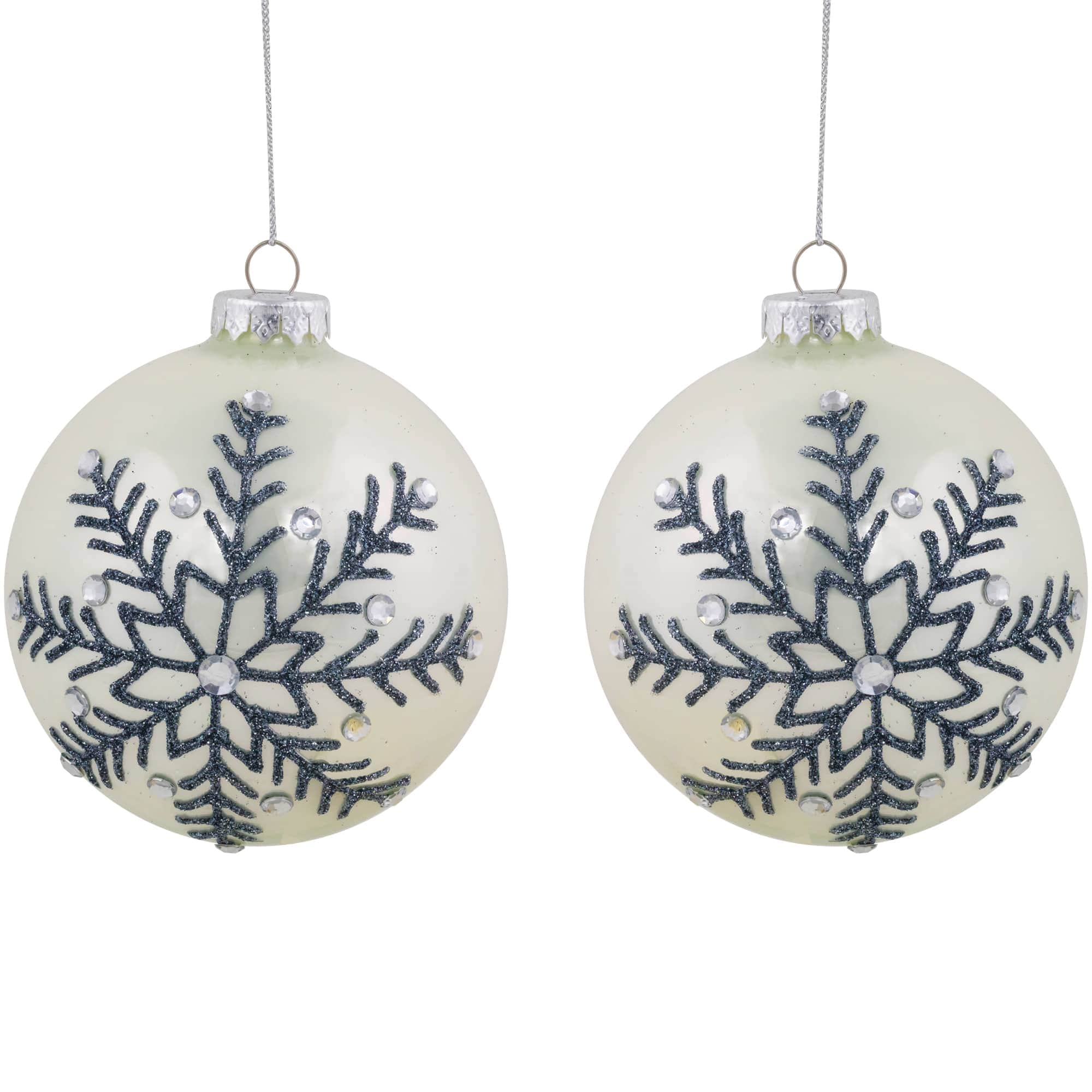 Northlight Glittered Snowflake Shiny Christmas Glass Ball Ornaments - 4 ...