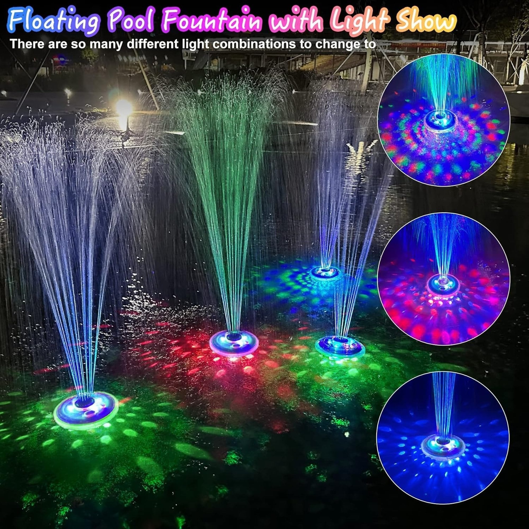 Numhew 6.63in L 6.42in W 3.93in H 2-Mode Blue Floating Water Fountain ...