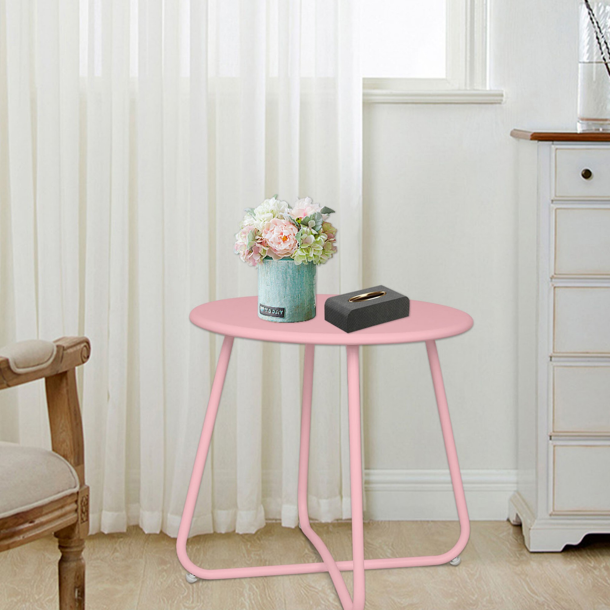 GlasFlength Patio Tables 19-InchWaterproof Metal End Table Weather ...