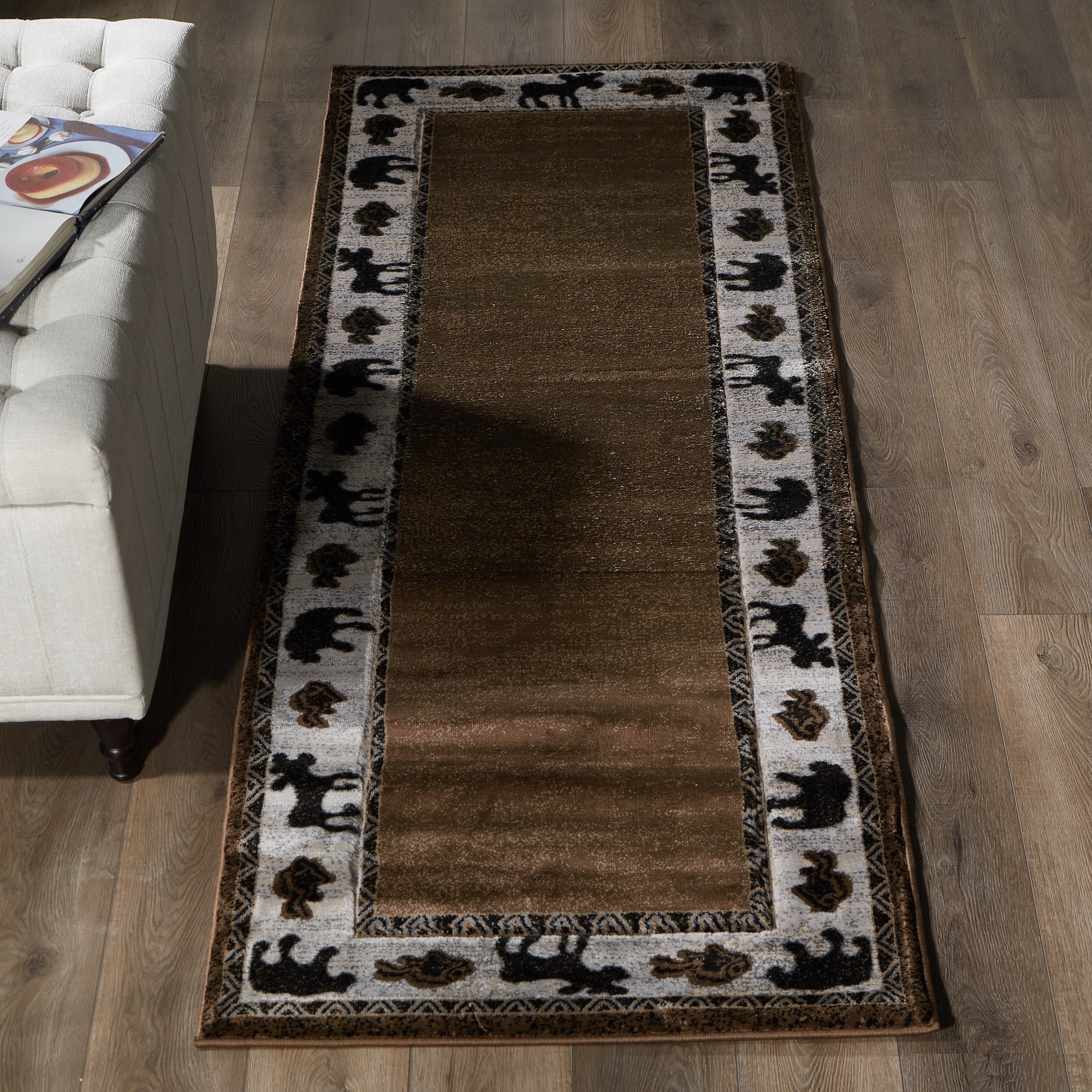 MDA Rugs Wildlife 2 X 8 (ft) Brown/Beige Indoor Animal Print Runner Rug ...