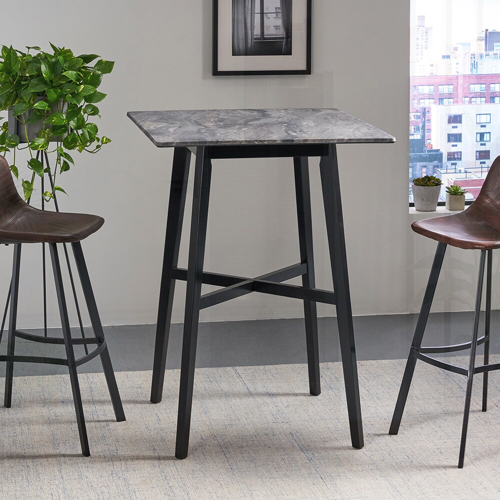 Watnature Modern Bar Height Dining Table with Rubberwood Legs Marble ...