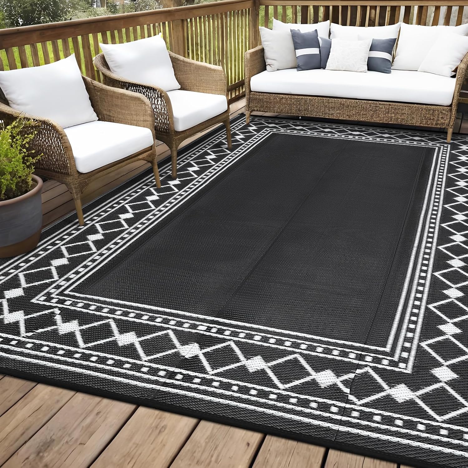 IdealHouse 8x10 FT Outdoor Waterproof RV Rugs for Outside/ Reversible ...