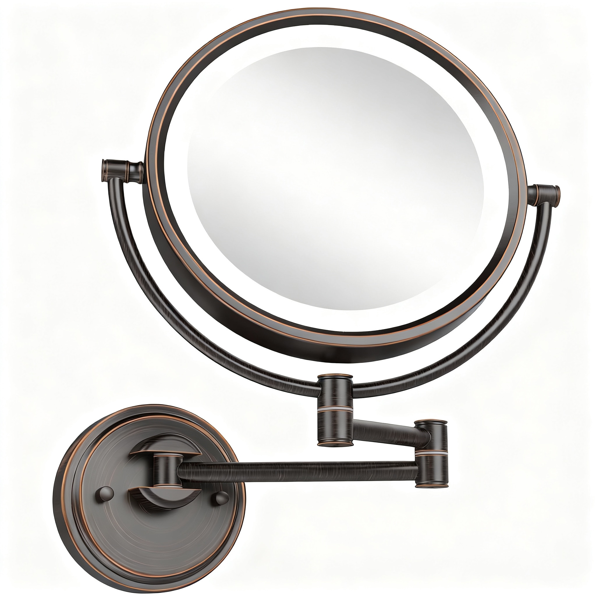 PIGFDK 10 Inch Brass Wall Mounted Makeup Mirror LED Touch 3 Color 1x/5x ...