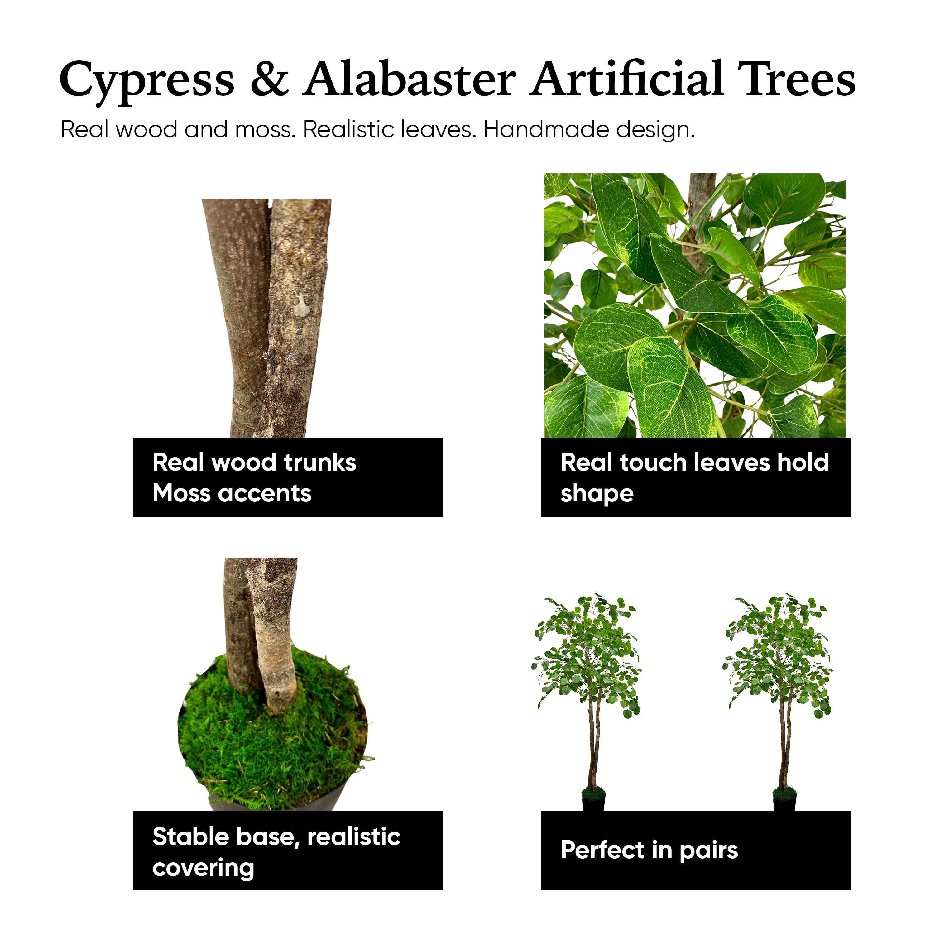 Cypress and Alabaster Handmade 3ft Artificial Apple Tree with Real Wood ...