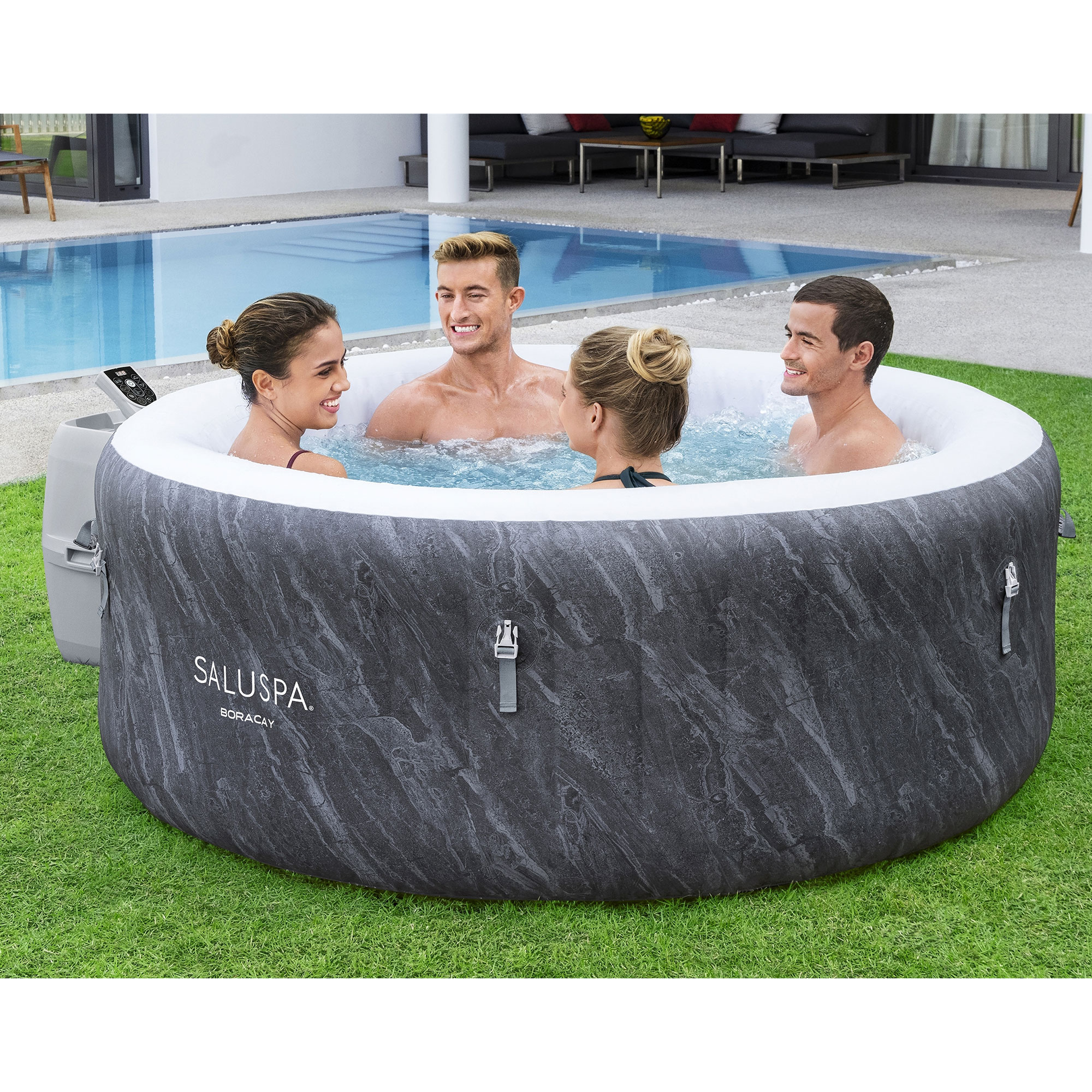 Bestway 70.87-in x 25.98-in 4-Person Inflatable Round Hot Tub at Lowes.com