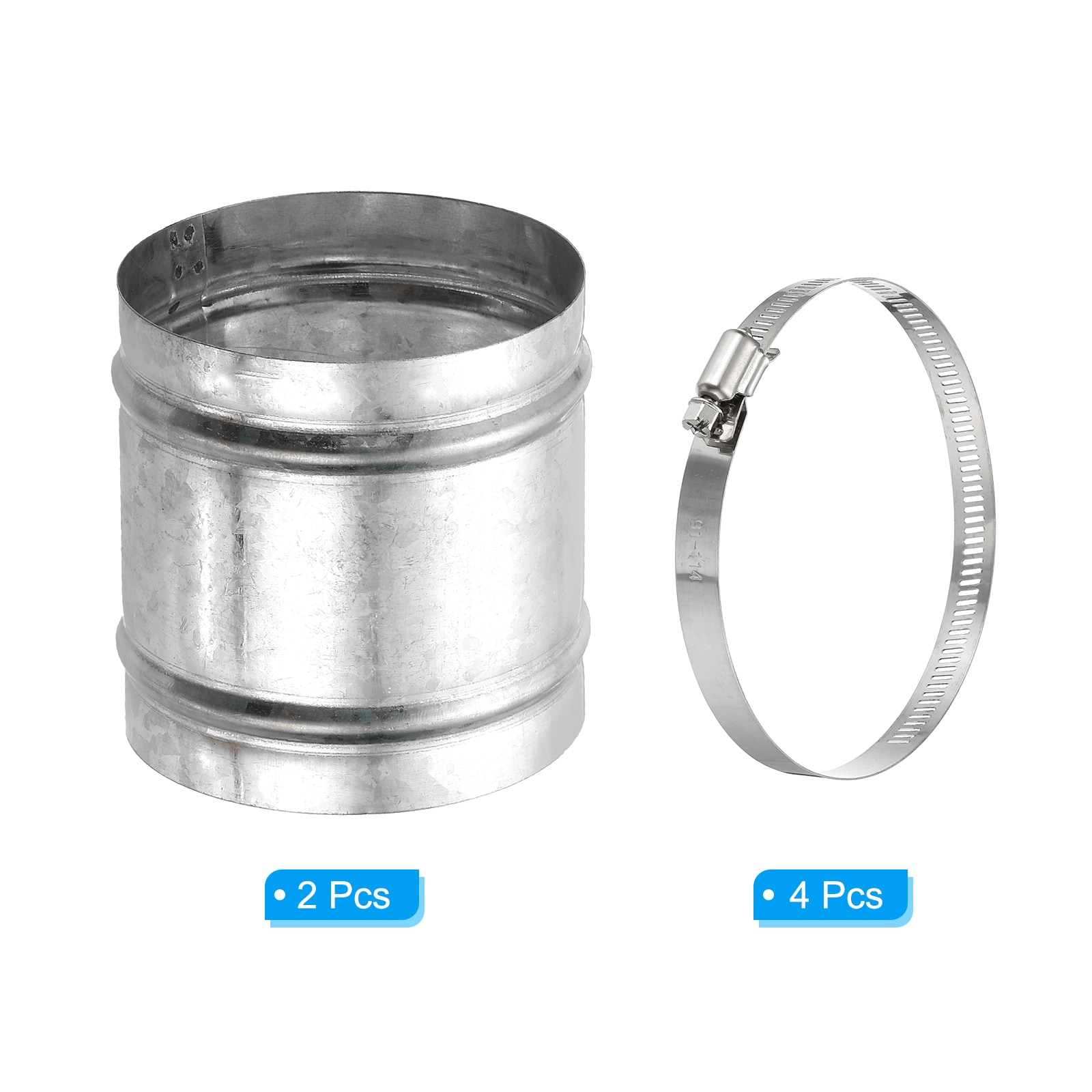 PATIKIL 100mm/4 Inch Duct Connector 2 Set Galvanized Steel Duct ...