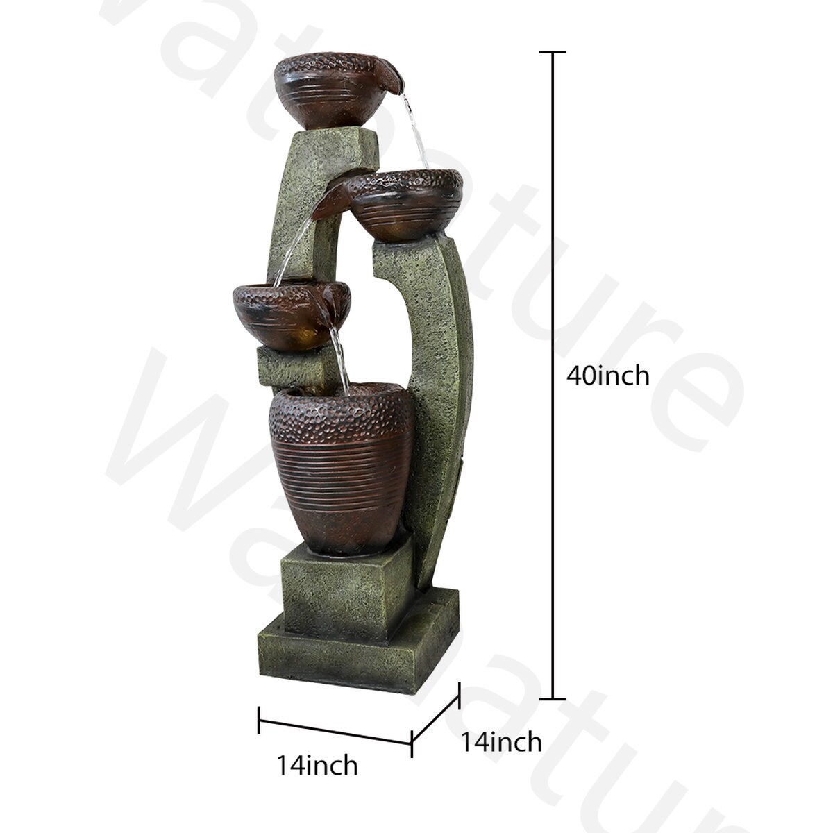 Watnature Modern 40 Inch Tall Outdoor Water Fountain Freestanding ...