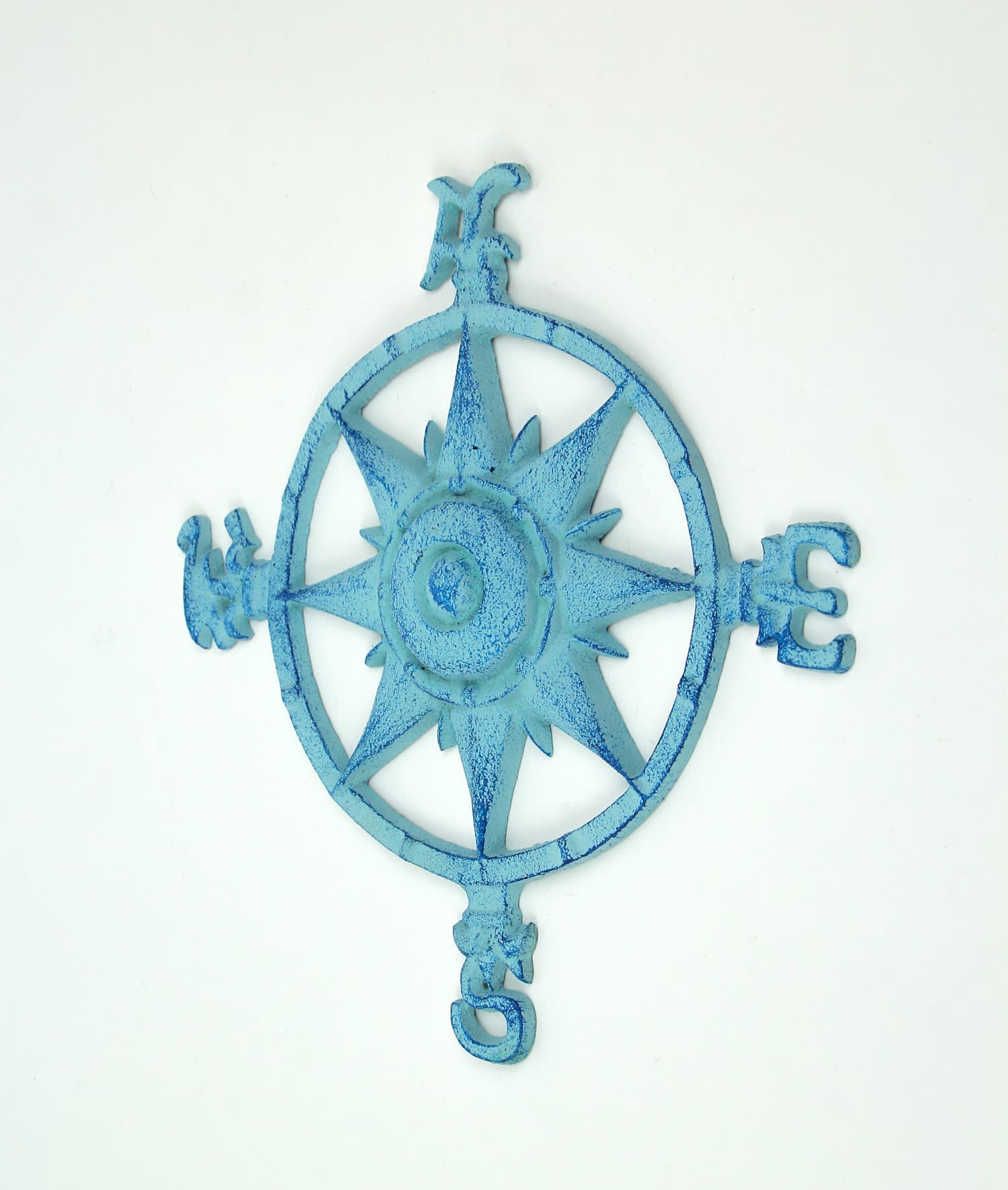 Zeckos Weathered Blue Cast Iron Compass Rose Wall Hanging in the Wall ...