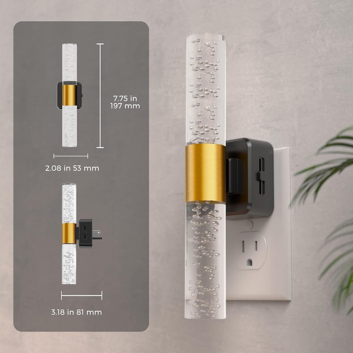 DORESshop Night Light 2 Pack Plug in Wall Lights 180 Rotating Auto ...