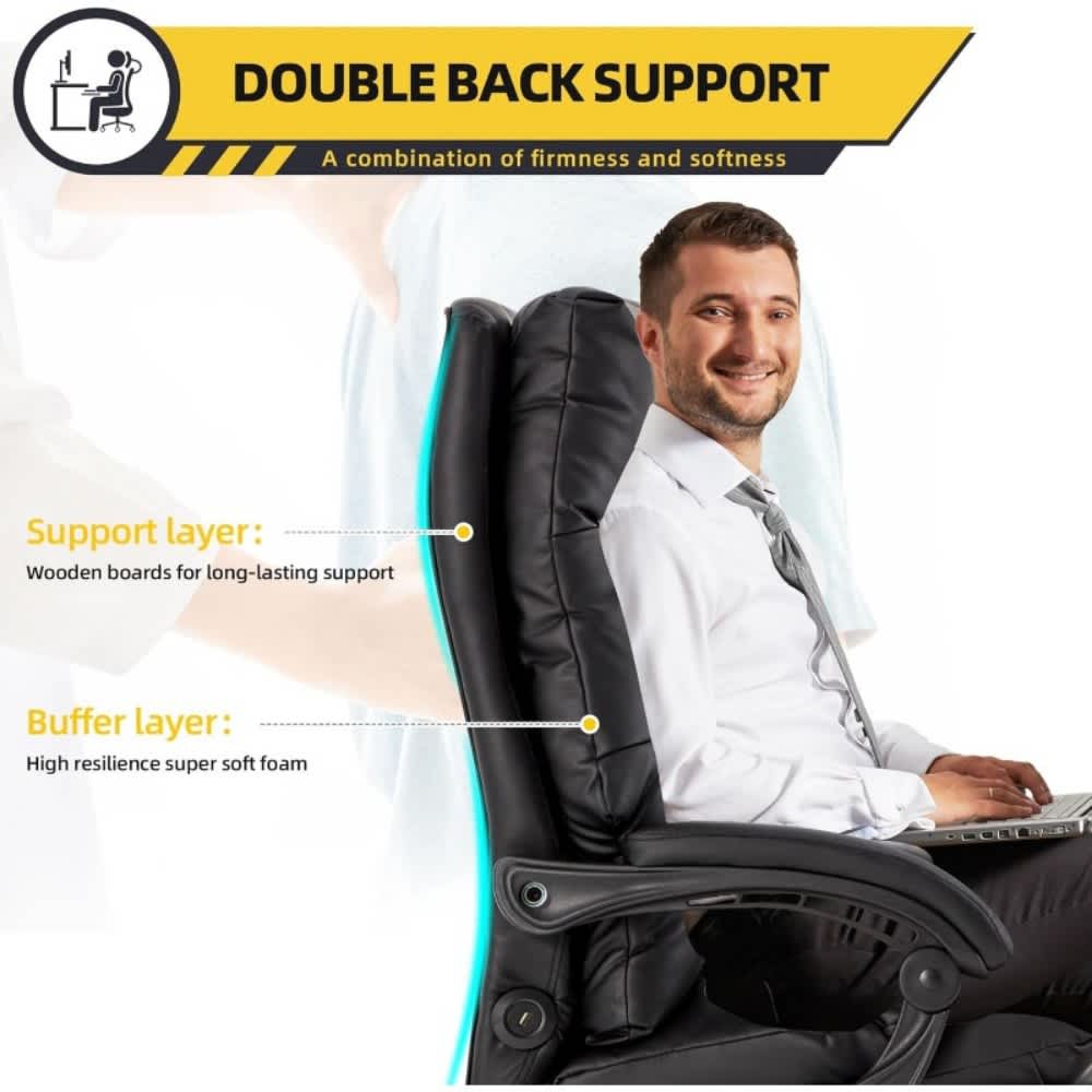 U-HOMY Executive Office Chair with Padded Headrest Black in the Office ...