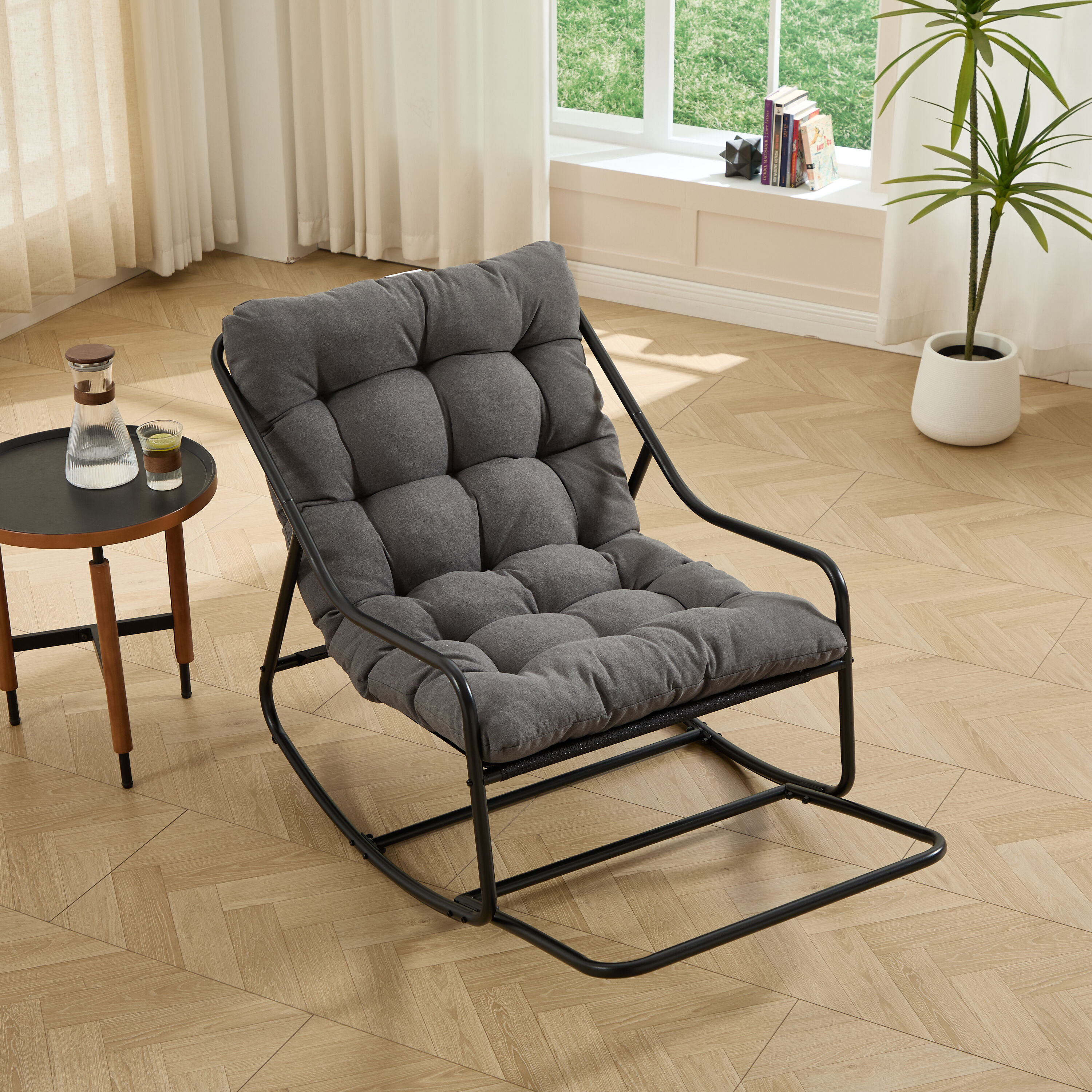 Blisstyle Outdoor Rocking Chair Comfy Cushion with Soft Thick Cushion ...