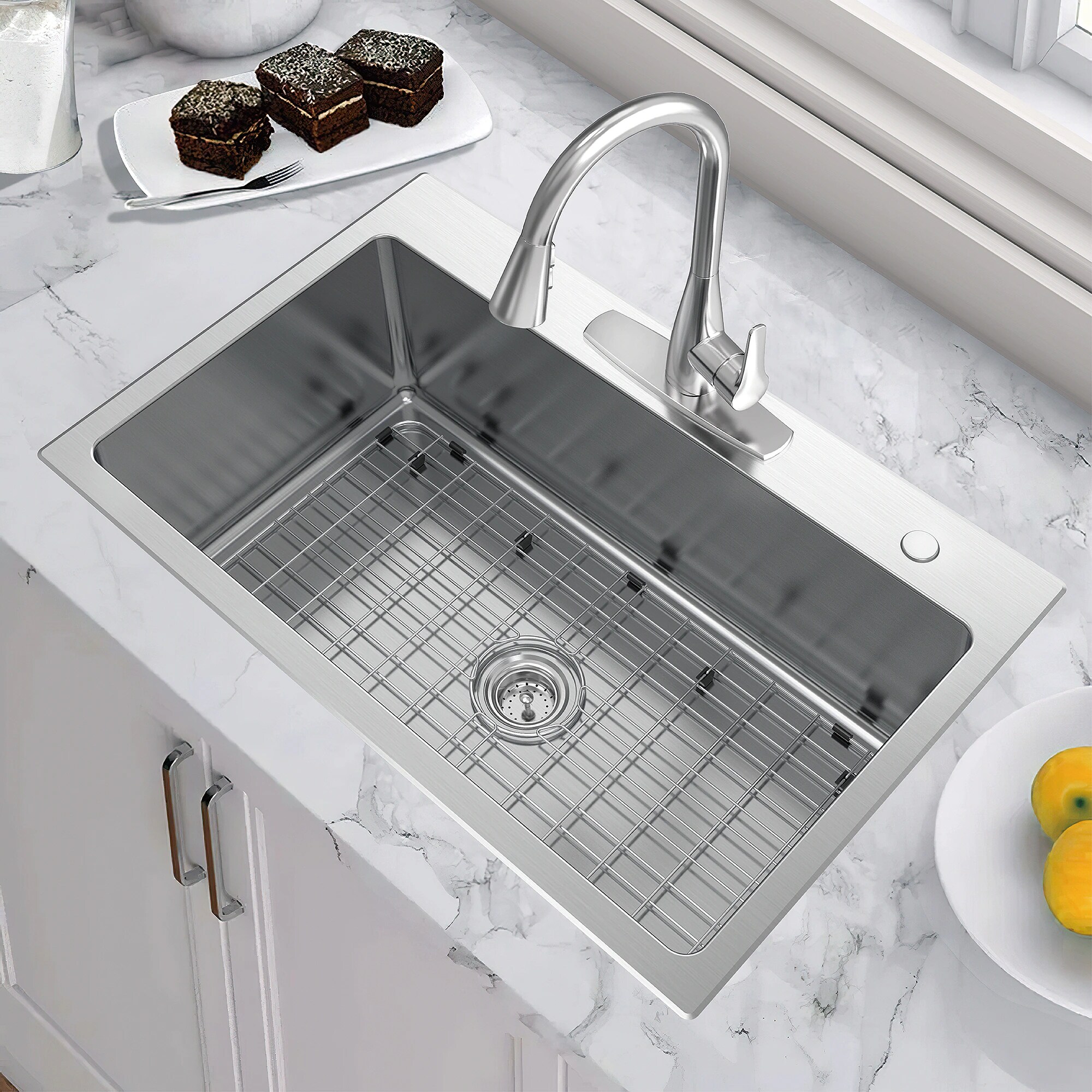 allen + roth Drop-in or undermount 33-in x 22-in Stainless steel Single ...