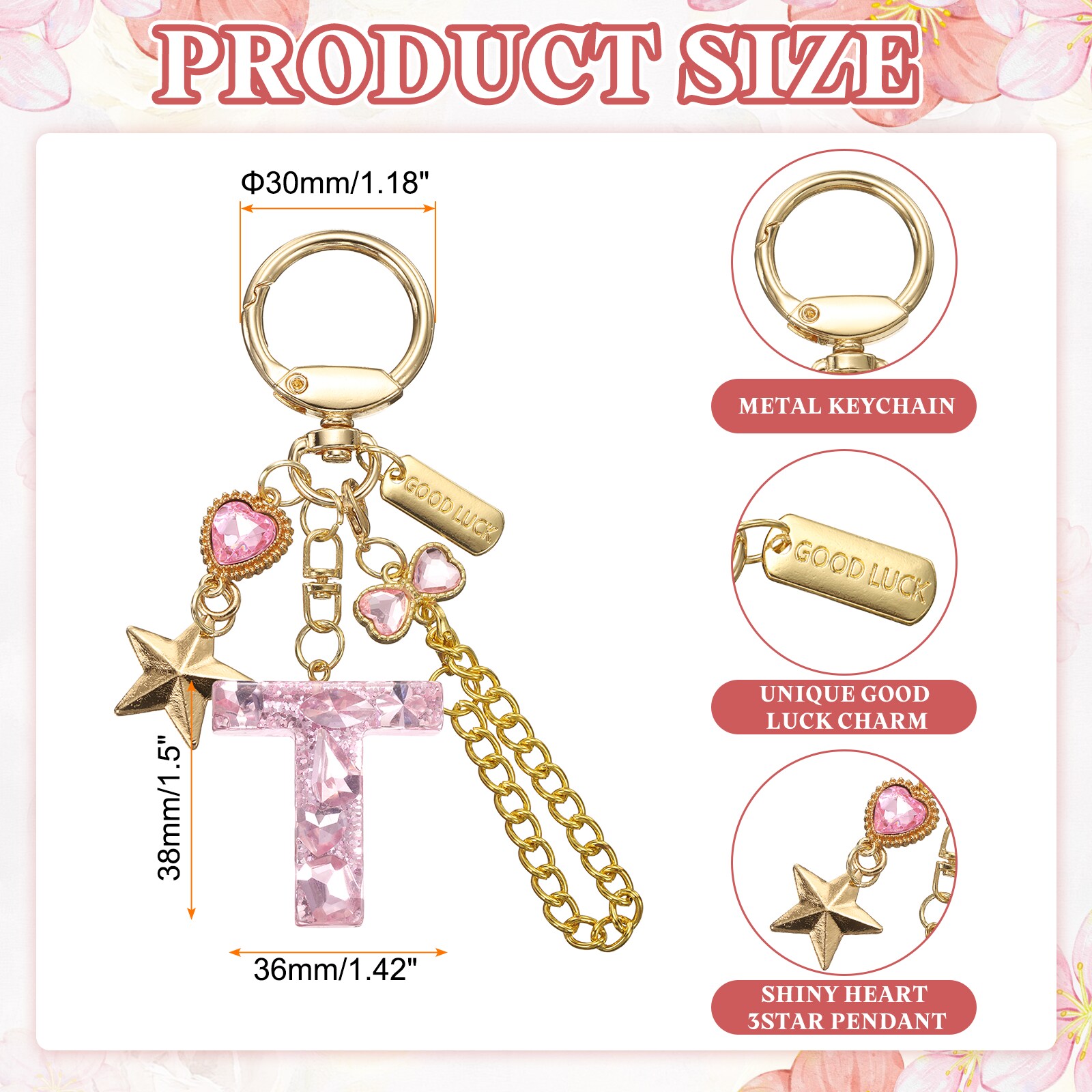 PATIKIL Initial Letter Keychain for Women Cute Letter Keychains Bling ...