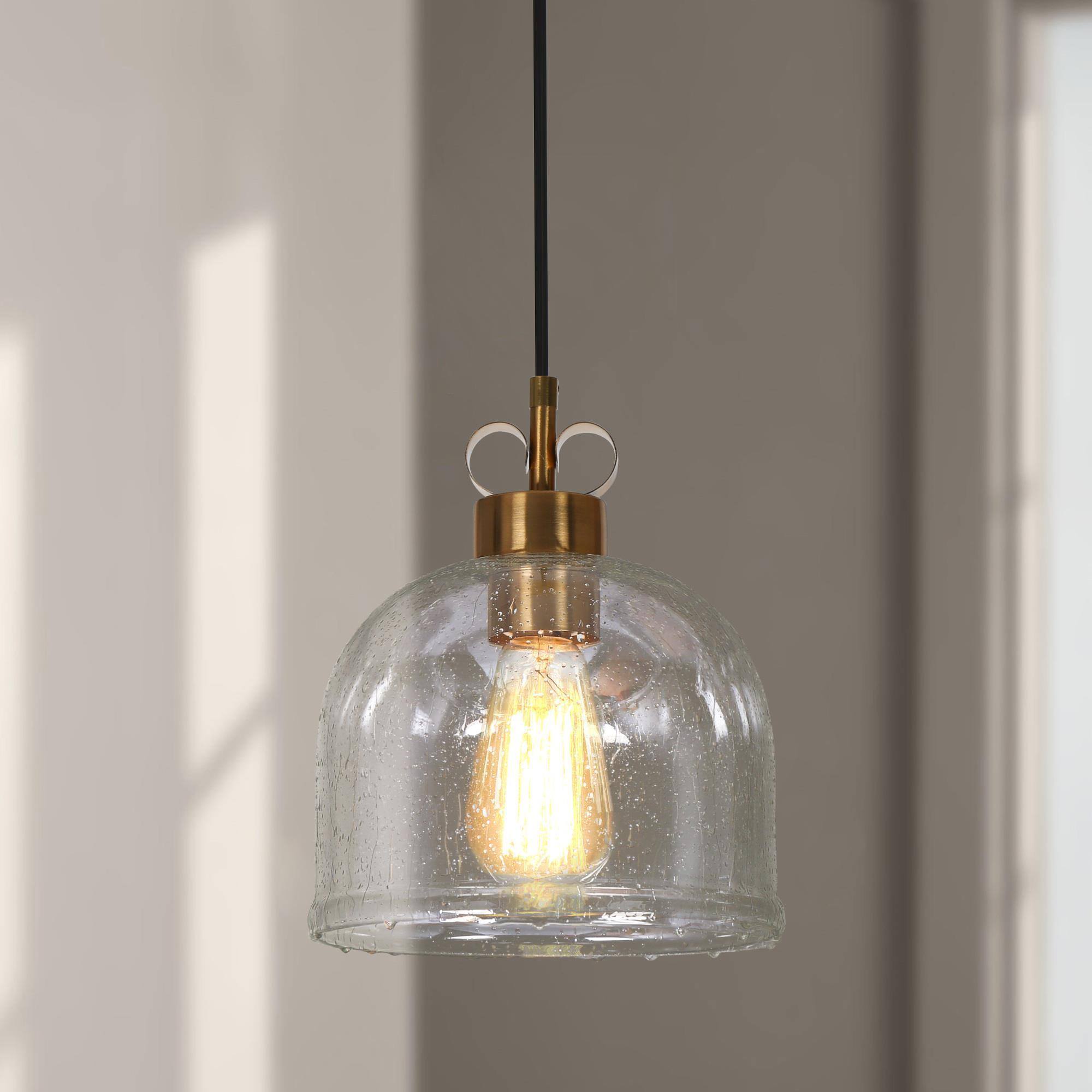 Uolfin Satin Gold with Dome Glass Modern/Contemporary Seeded Glass Dome ...