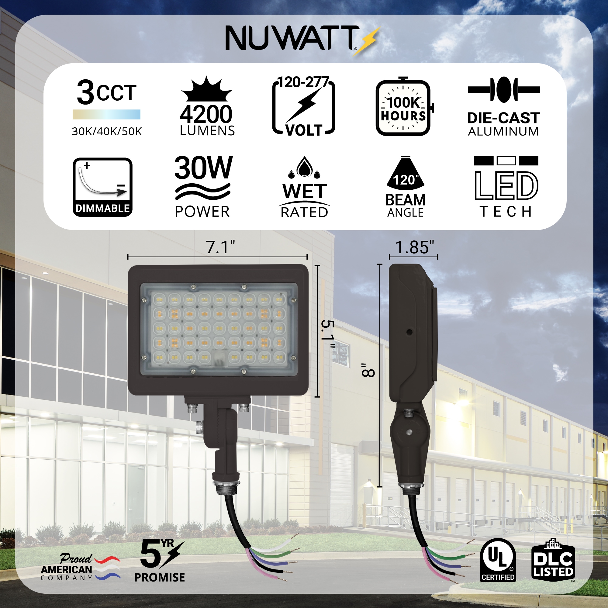 NUWATT Adjustable Knuckle Mount Security LED Fixture 4200-Lumen 30-Watt ...