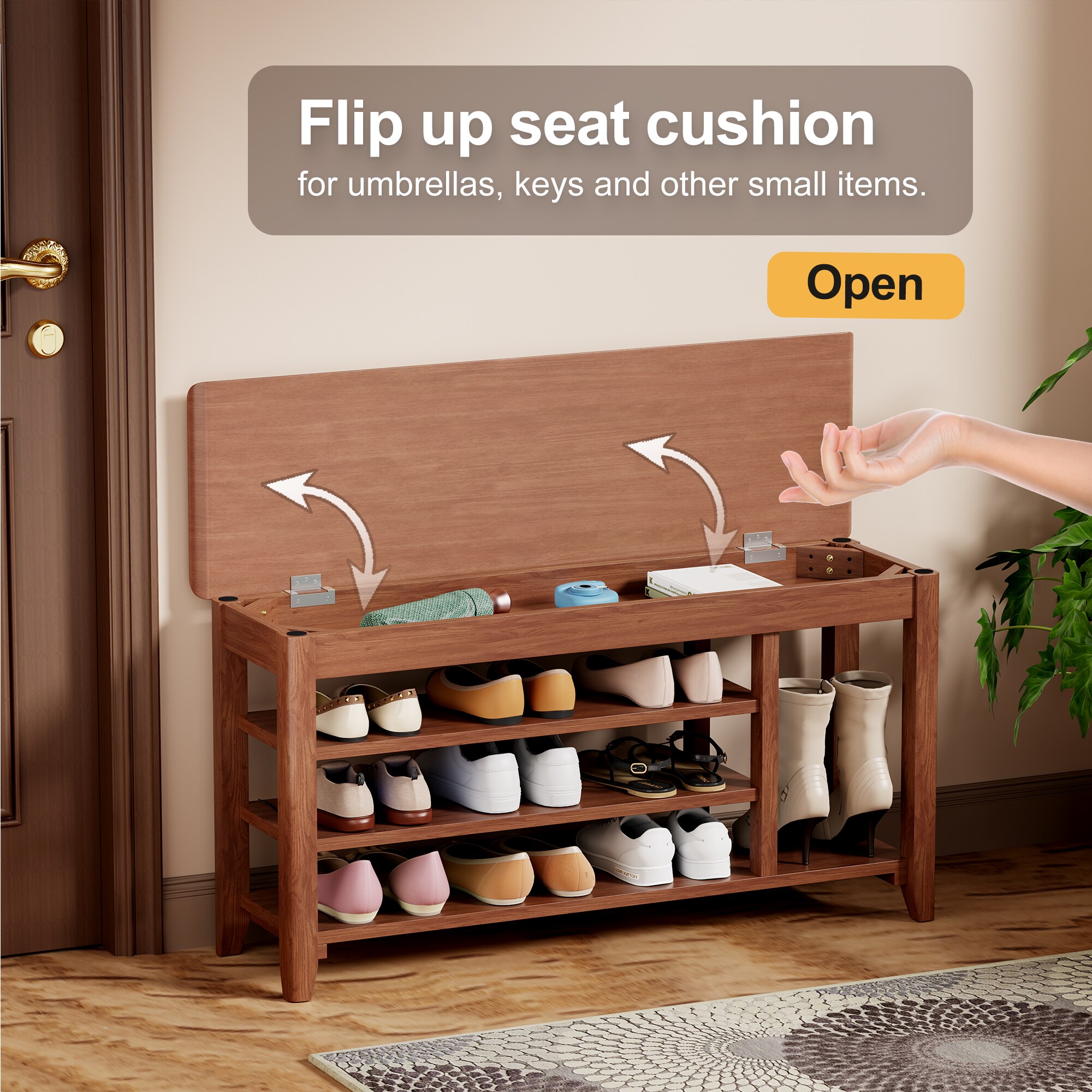Huluwat 100 percent solid wood front door shoe rack closet solid wood ...