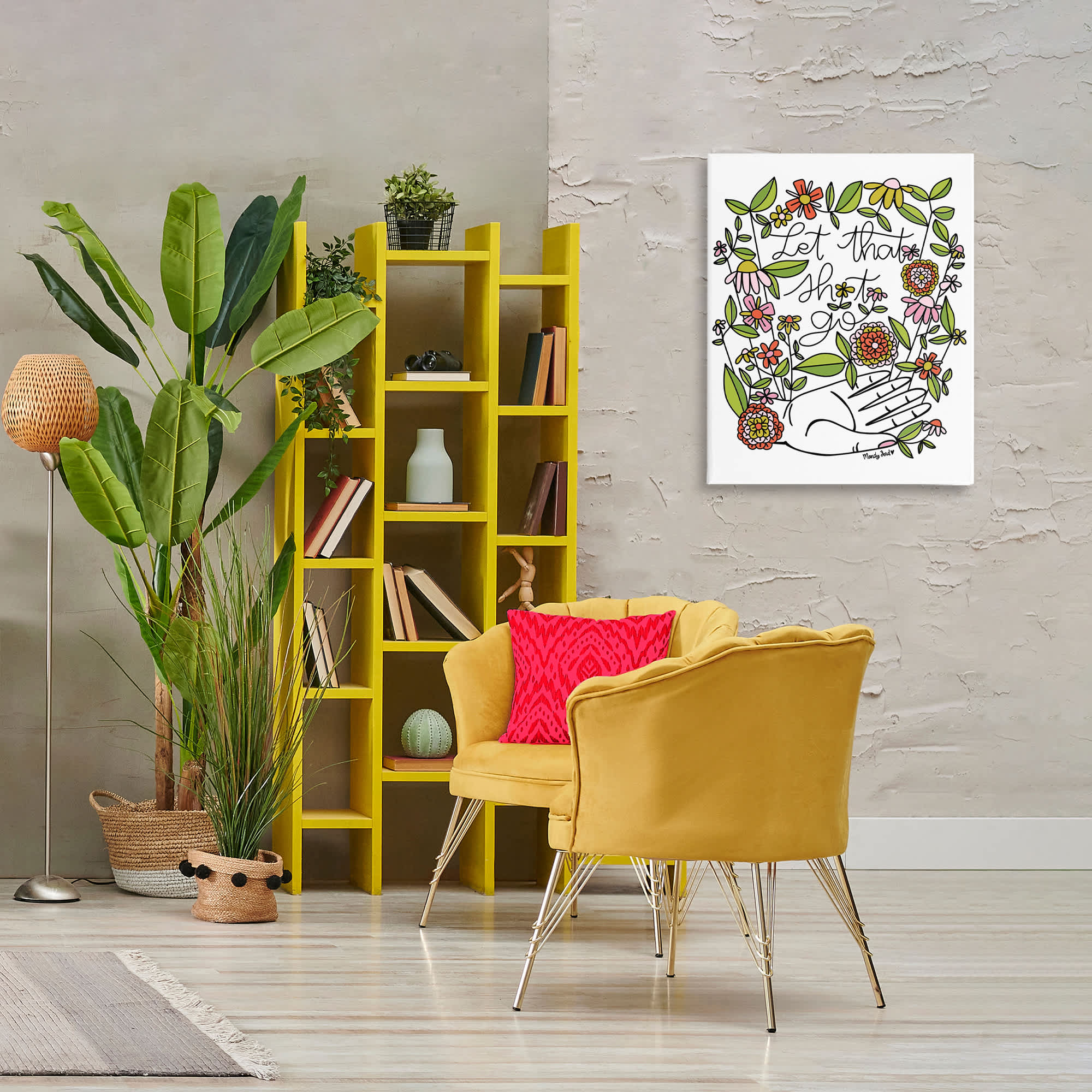 Stupell Industries Let It Go Floral Phrase Canvas Wall Art By Mandy ...