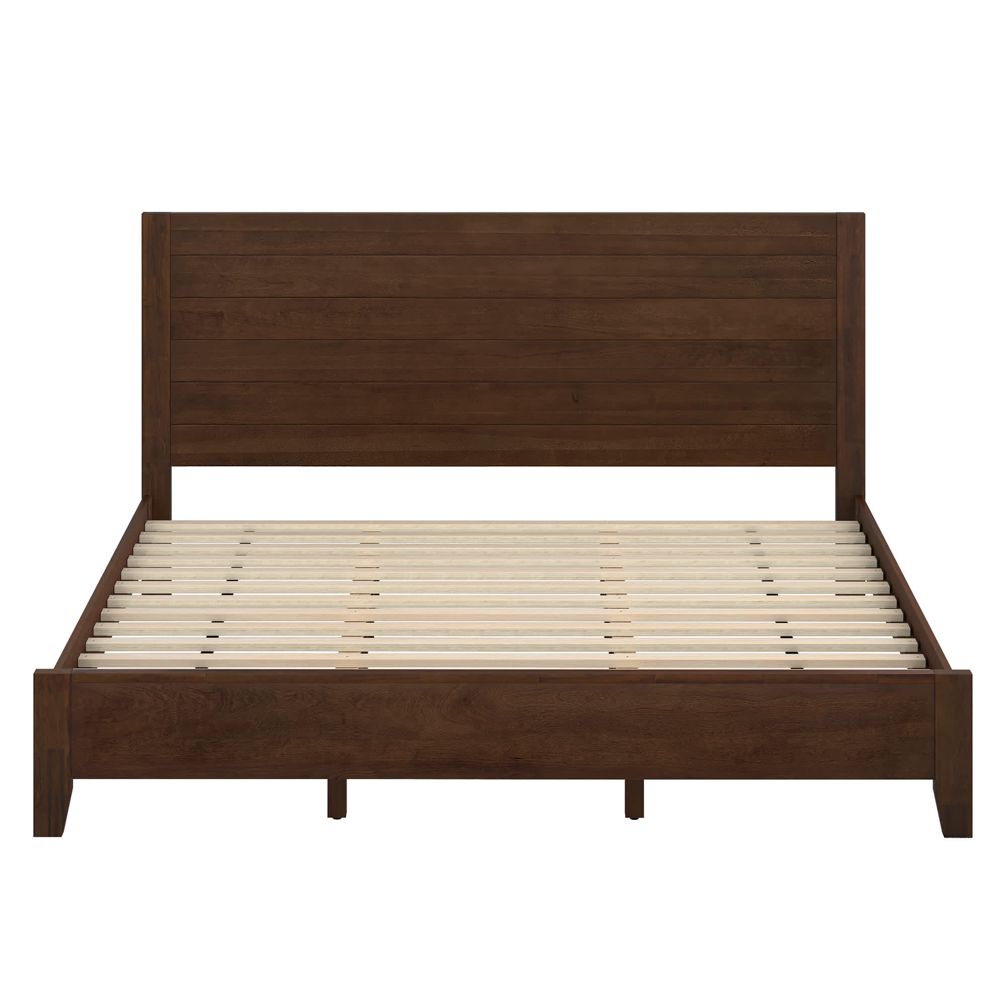 Hosworth Modern King Size Dark Walnut Solid Wood Platform Bed with ...