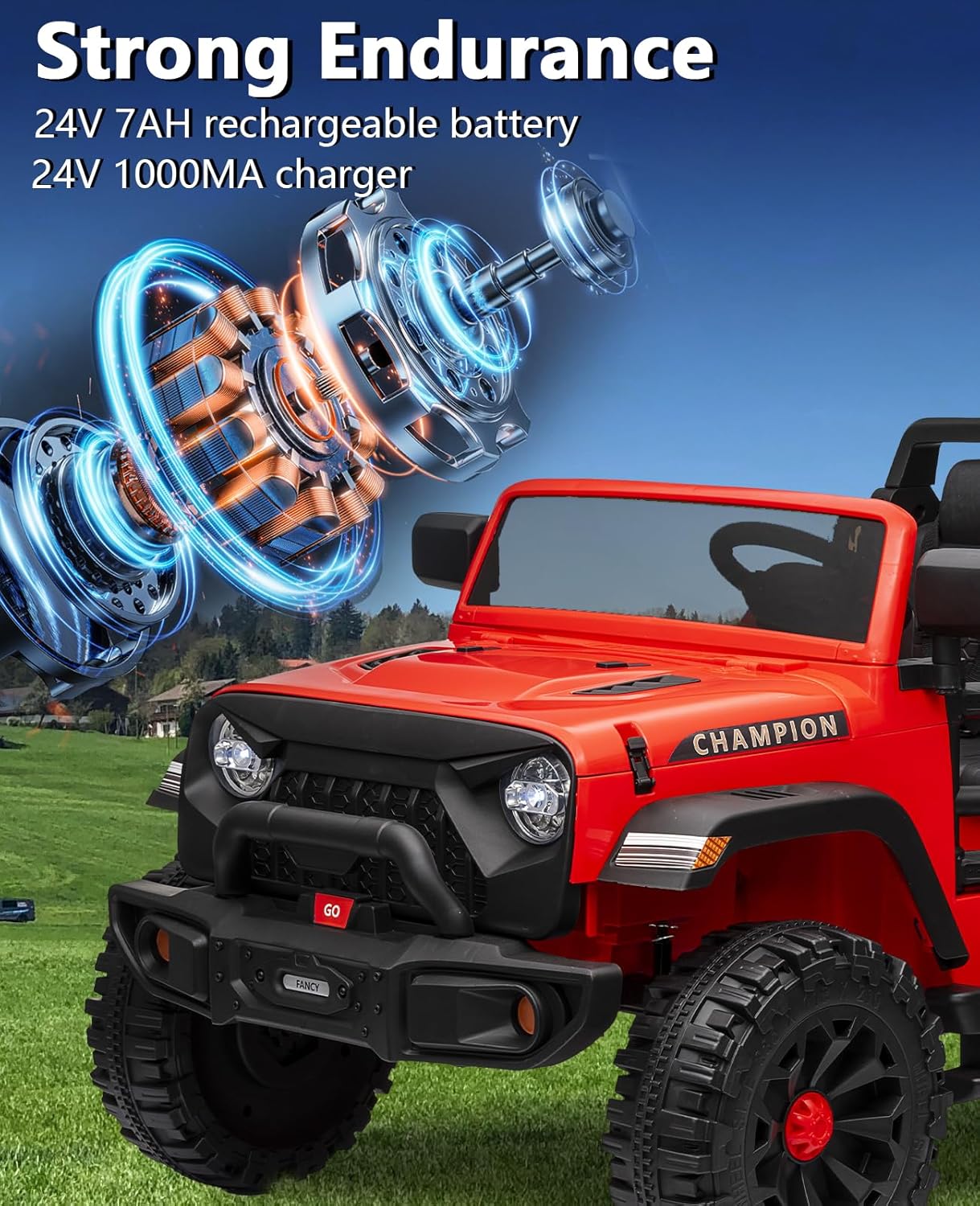 Garvee 2 Seater Ride On Jeep Car 24V/7AH Kids Battery Powered Vehicles ...