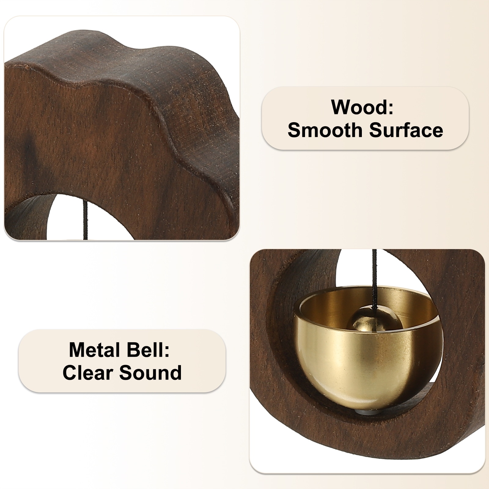 PATIKIL 1 Set Shopkeepers Bell Wood Chime Hanging Door Bell Self ...