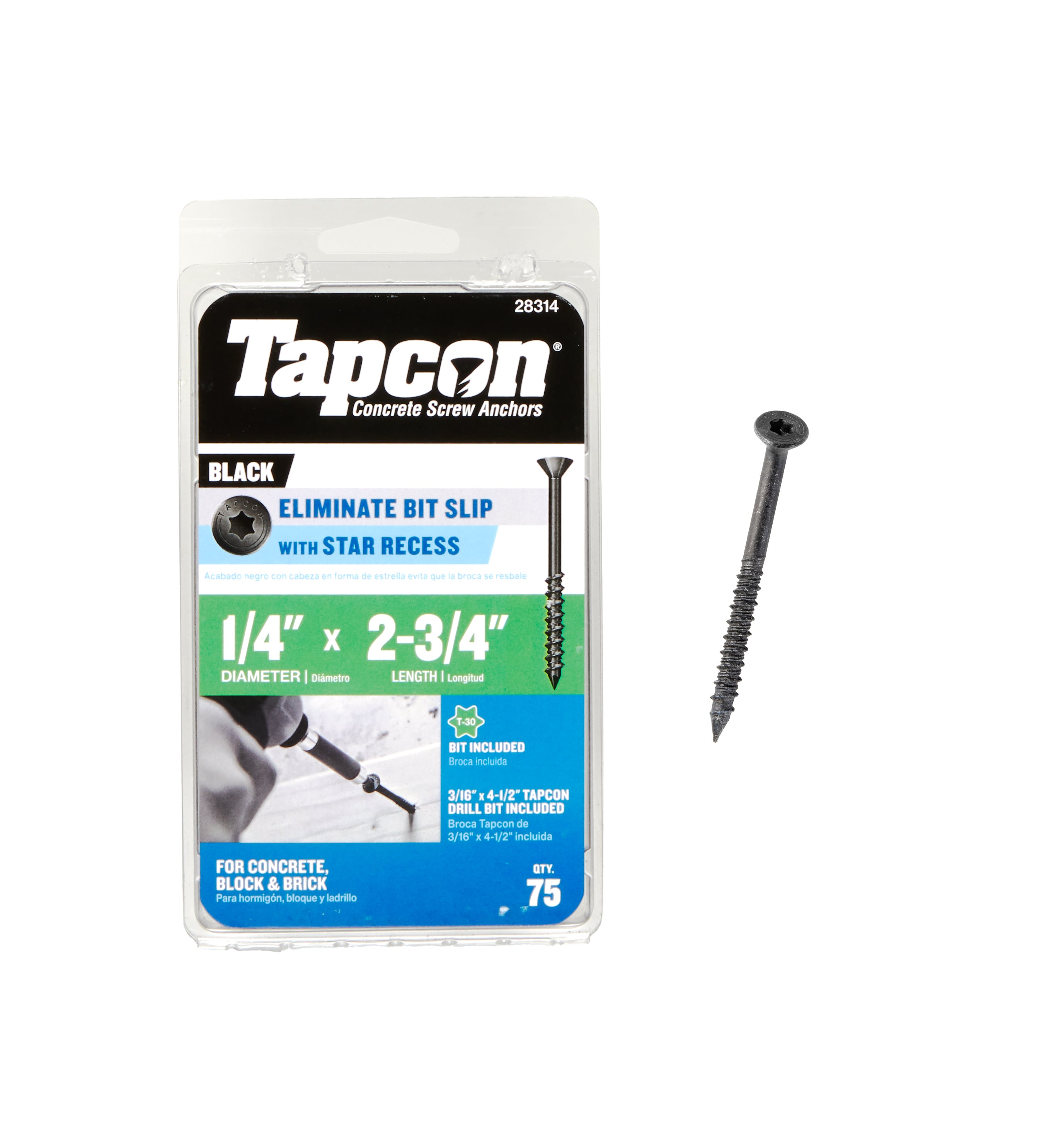 Tapcon 1000-lb 1/4-in x 2-3/4-in Concrete Screw Anchors 75 -Pack in the ...