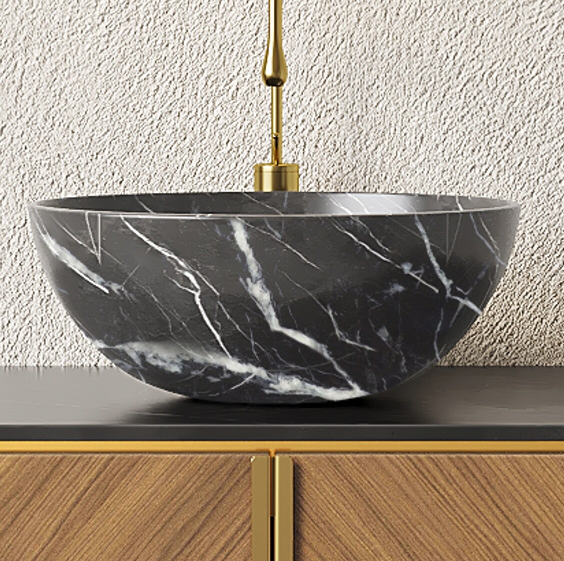Tatayosi 14 Inches Bathroom Bowl Ceramic Sink with Stone Pattern No ...