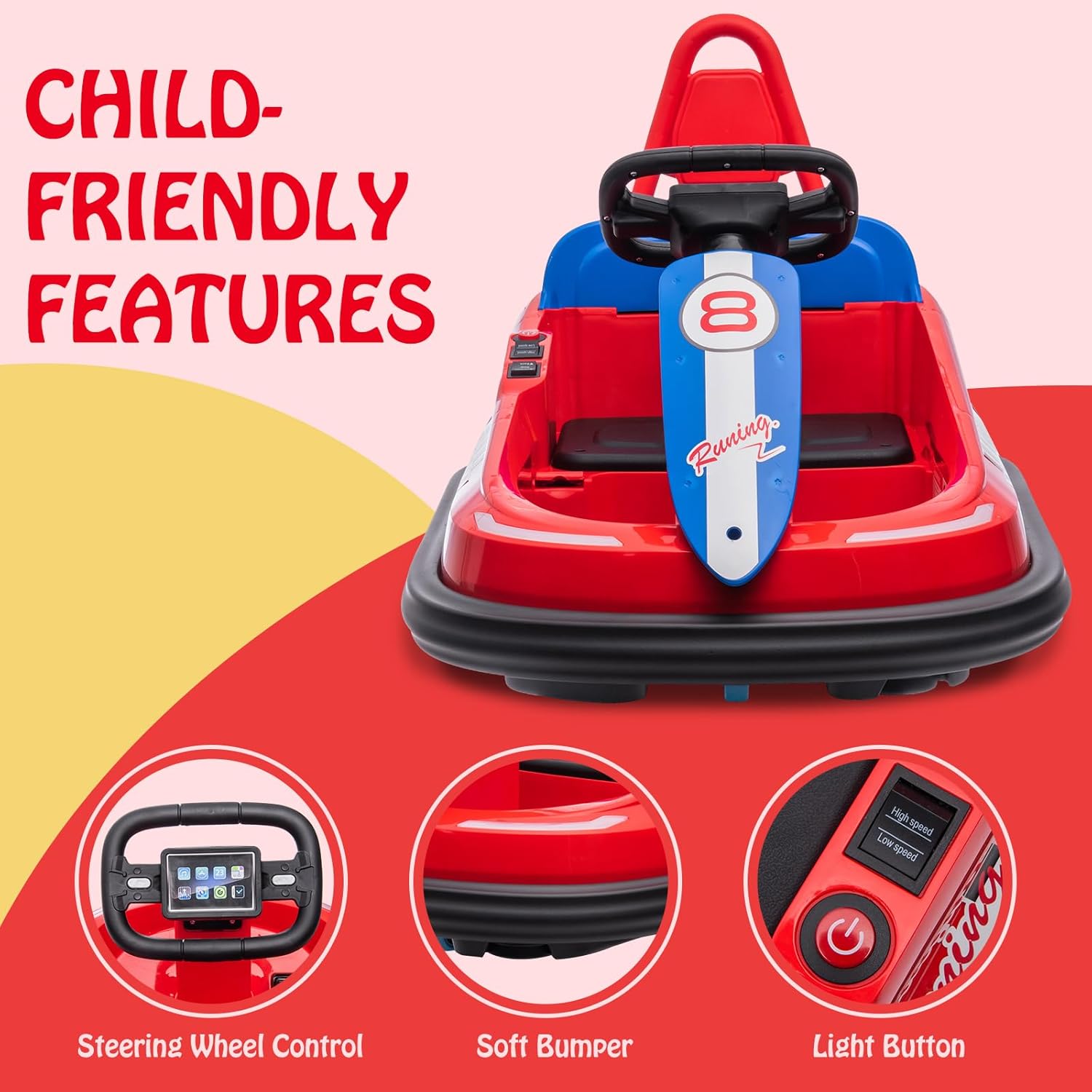 Qeetex 6V Electric Bumper Car For Toddlers Ages 2 To 6 With 360 Degree ...