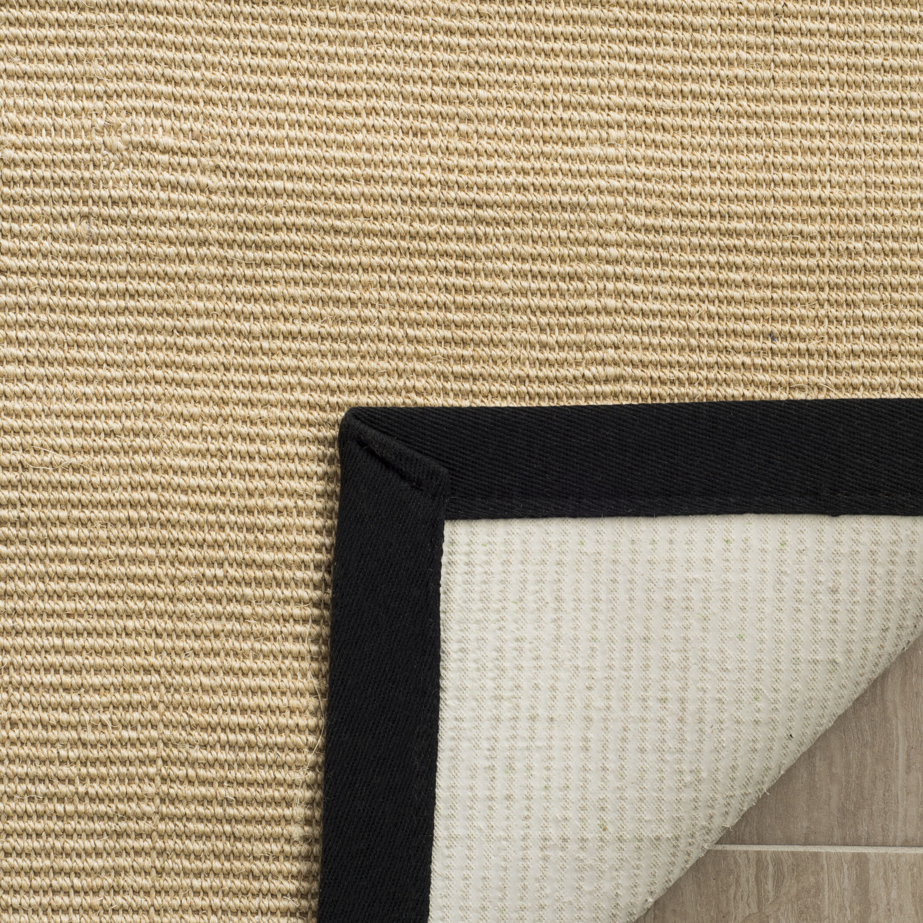 Safavieh Nf Bermuda Sisal Maize Black 9 x 12 Rectangular Area rug in ...