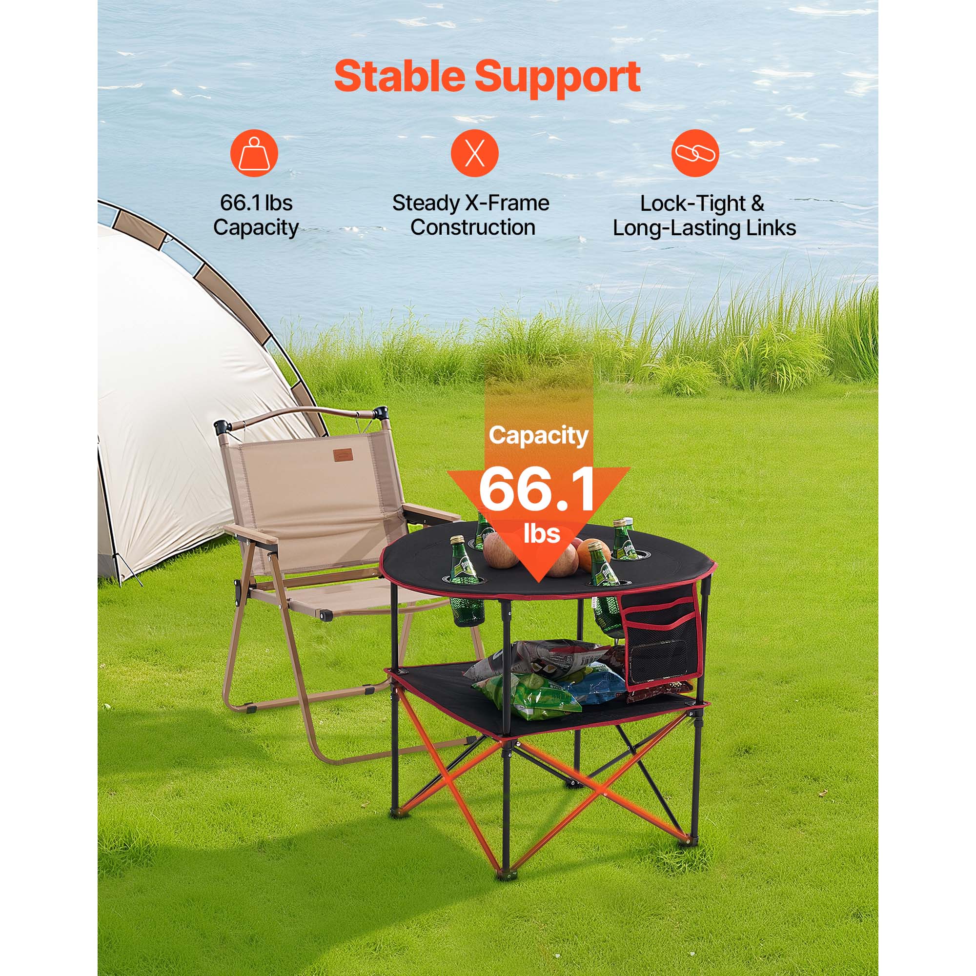 VEVOR Folding Camping Table Portable Outdoor Lightweight Picnic Table ...