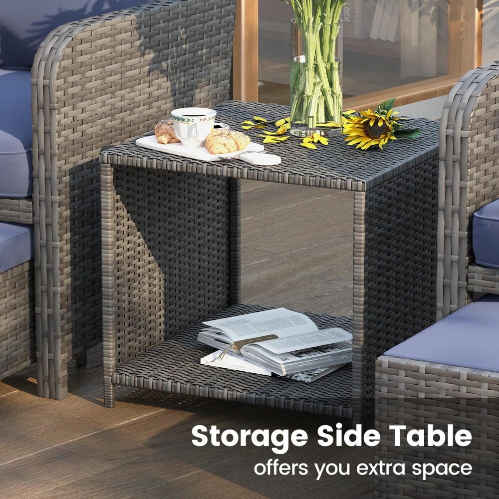 UDPATIO Navy Blue Patio Chairs with Hidden Ottoman Balcony Furniture ...