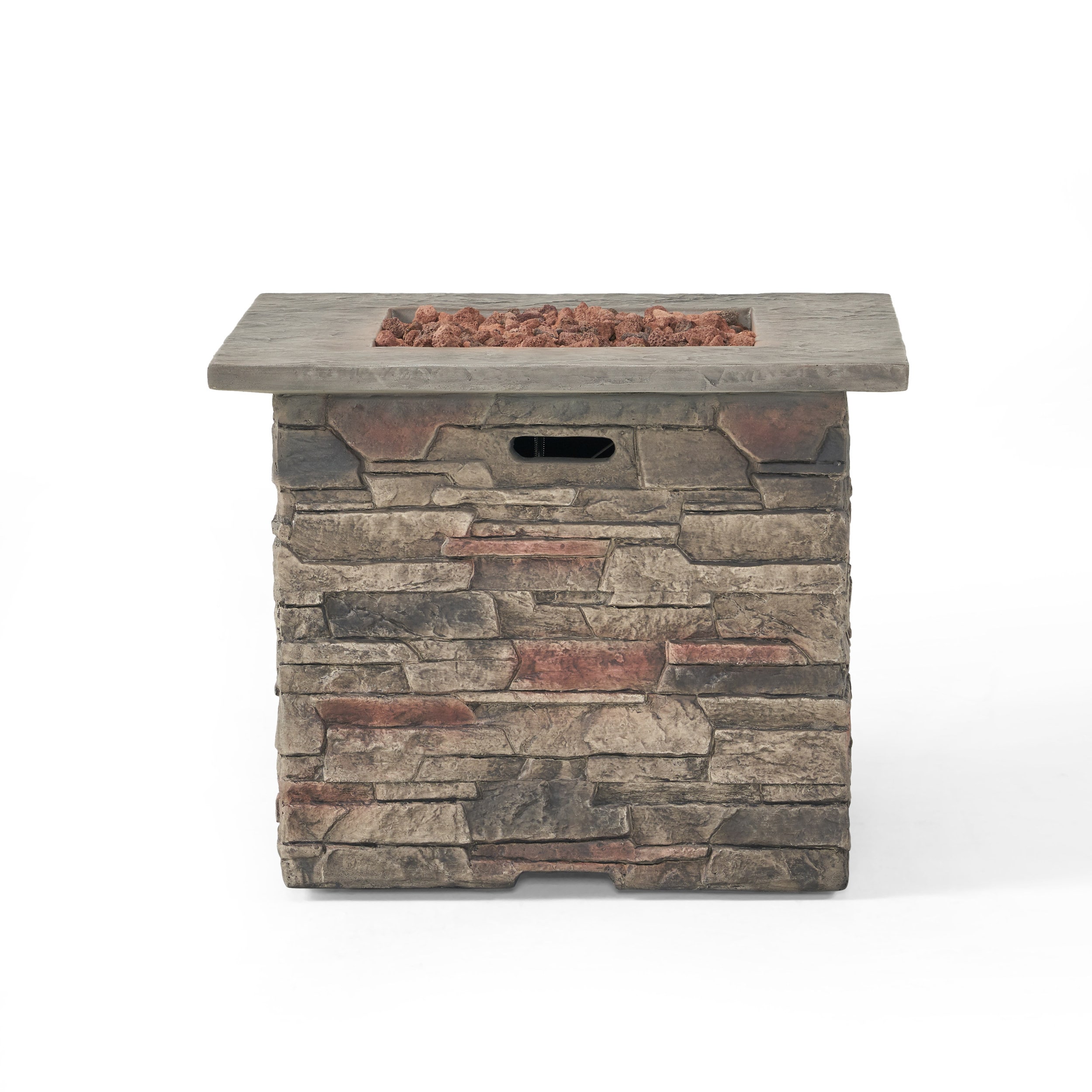 Tatayosi 32 Inches STONE Square MGO Fire Pit W/ GREY TOP- 40 000 BTU in ...