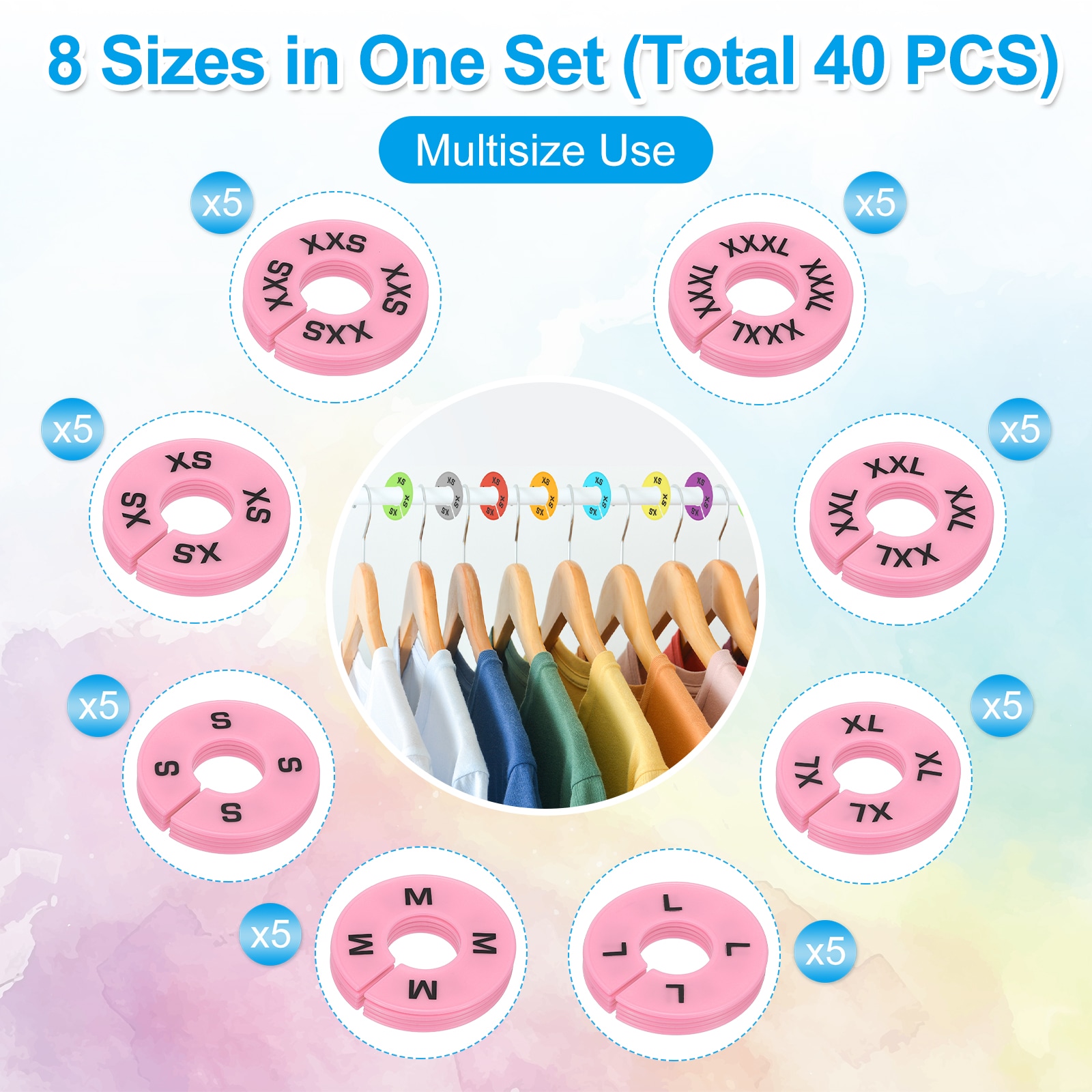 PATIKIL Clothes Dividers for Hanging Clothes 40pcs 8 Sizes Round Pre ...