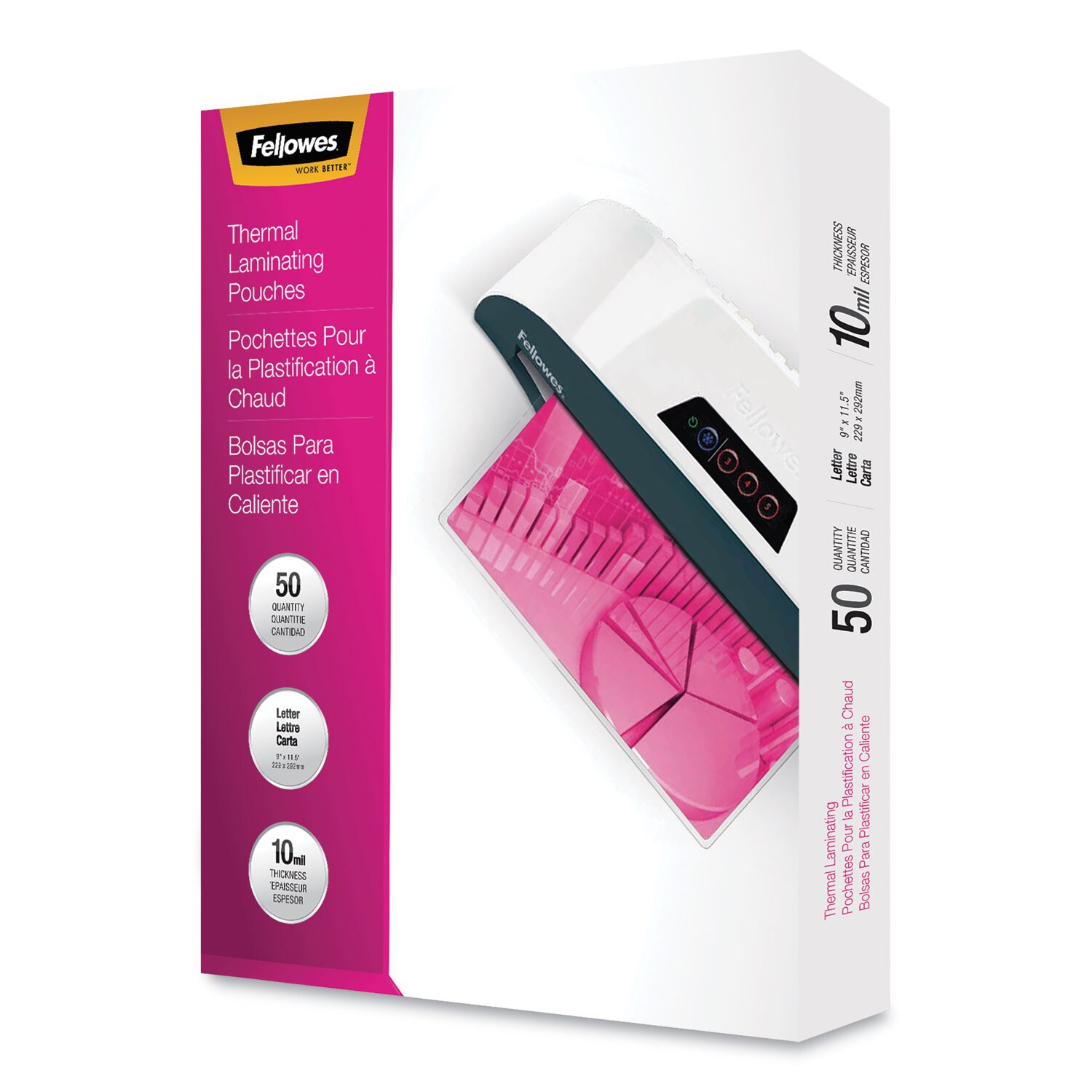 Fellowes Laminating Pouches 10 Mil 9 X 11.5 Gloss Clear 50 pack in the ...