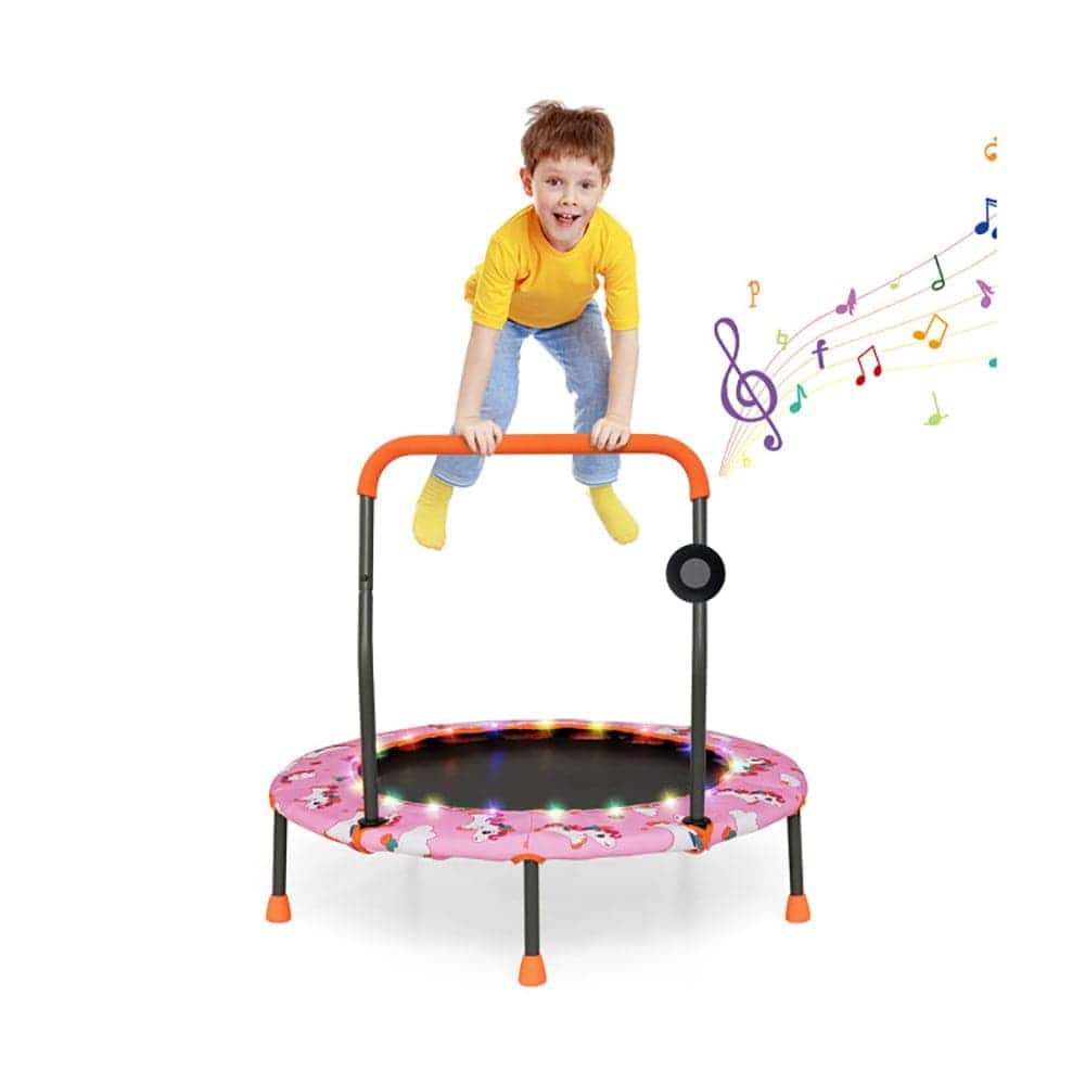 VERYKE 36 Inch Mini Trampoline with Colorful LED Lights and Bluetooth ...