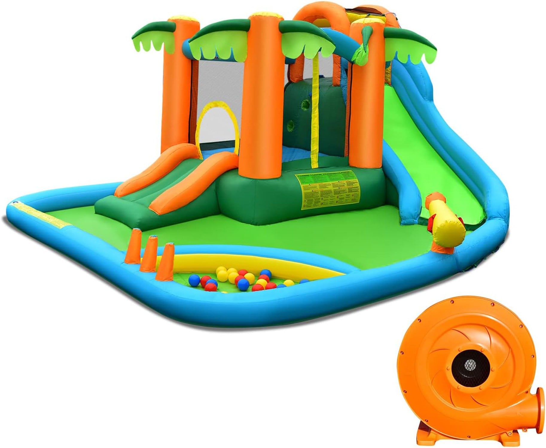 Costway Inflatable Water Slide Park Kid Bounce House Splash Pool with ...