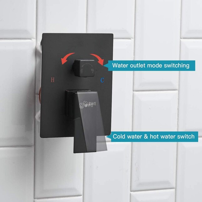 Bwe A 95016 Shower Faucet Matte Black 1 Handle Multi Function Square