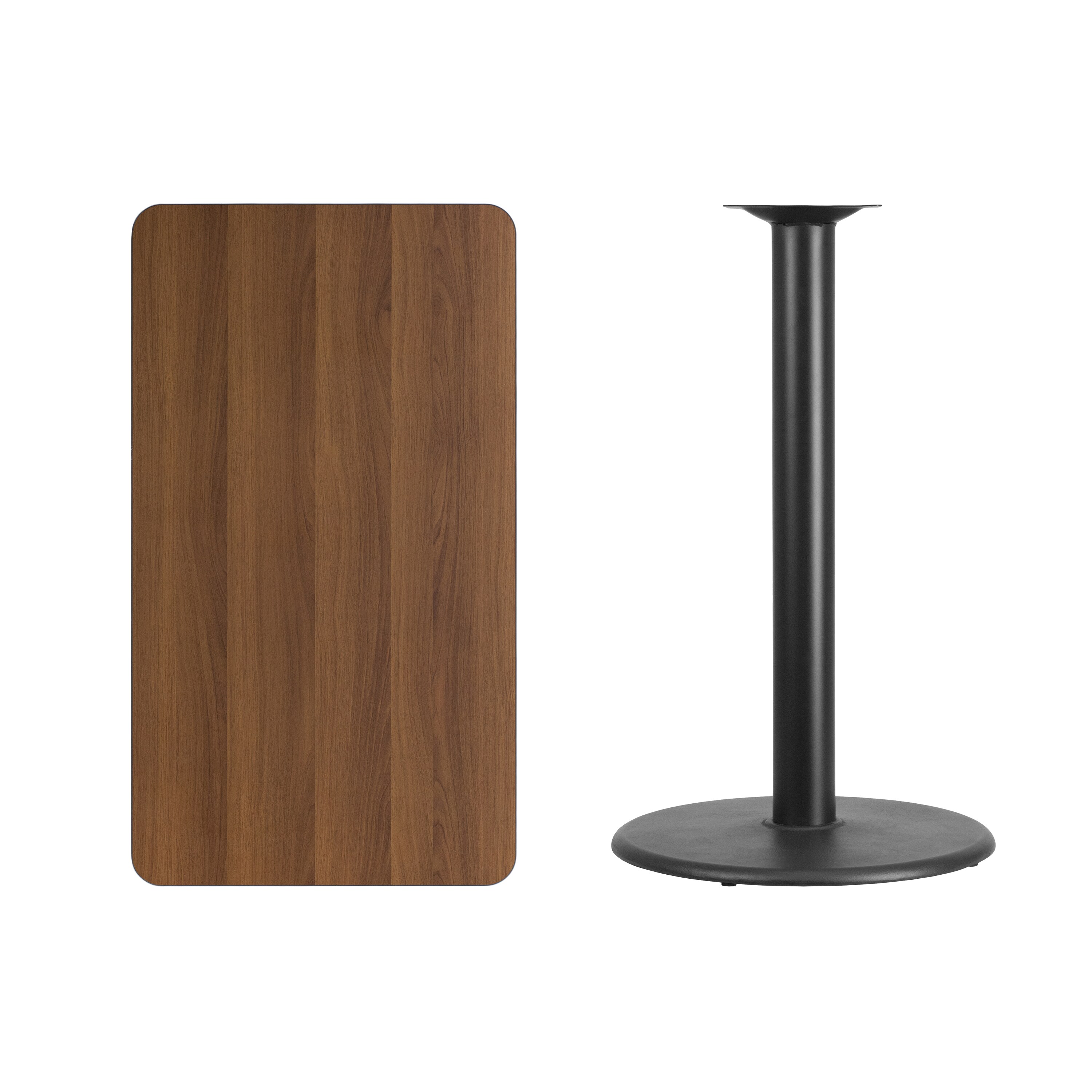 Emma + Oliver 24-in x42-in Walnut Laminate Bar Table Top-24-in RD Base ...