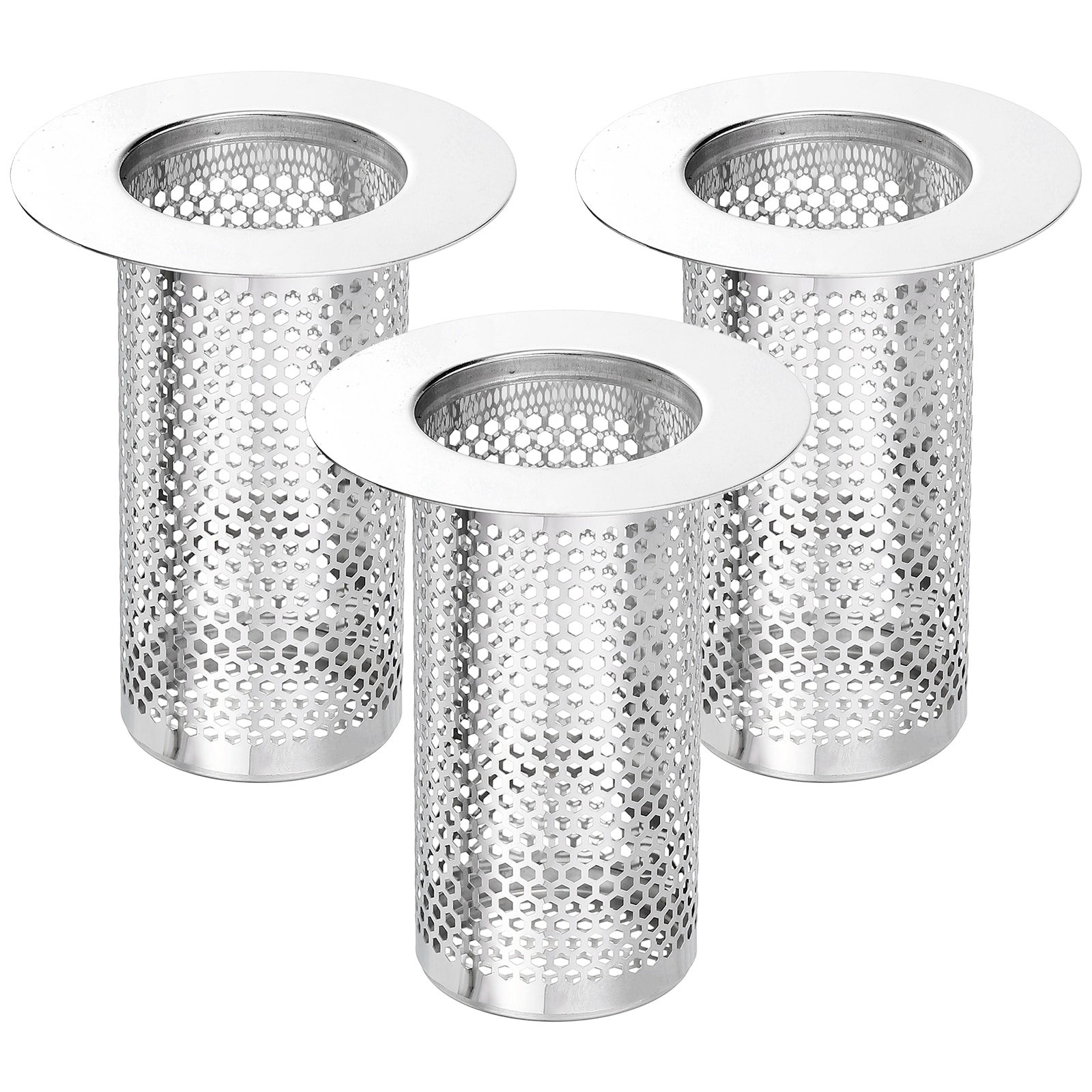 Unique Bargains 3pcs Shower Drain Strainer 3.2 Inch x 2.6 Inch 304 ...