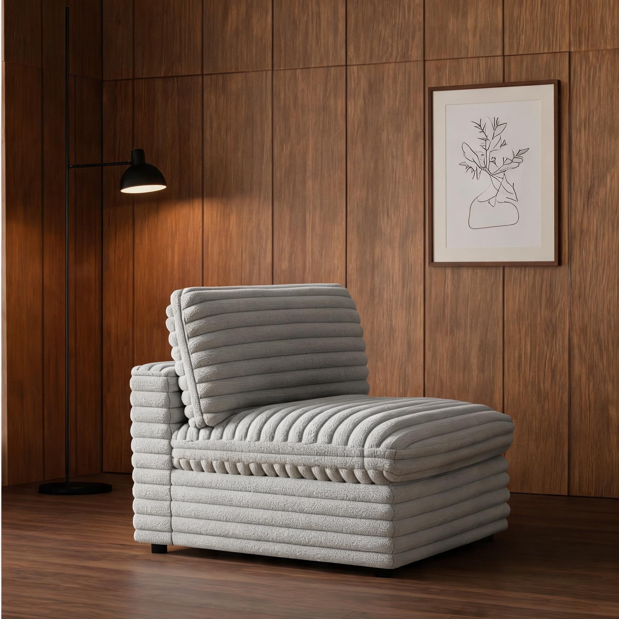 Watnature Living Room Accent Seating: Cool Gray Polyester Plush Armless ...