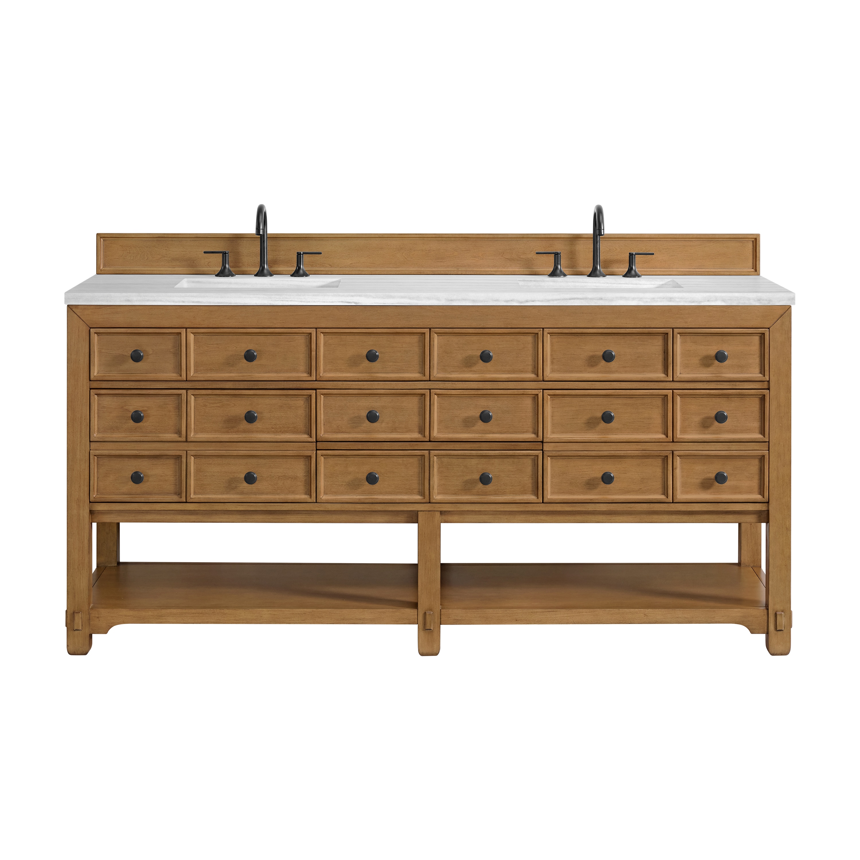 James Martin Vanities Malibu 72-in Amber Birch Undermount Double Sink ...